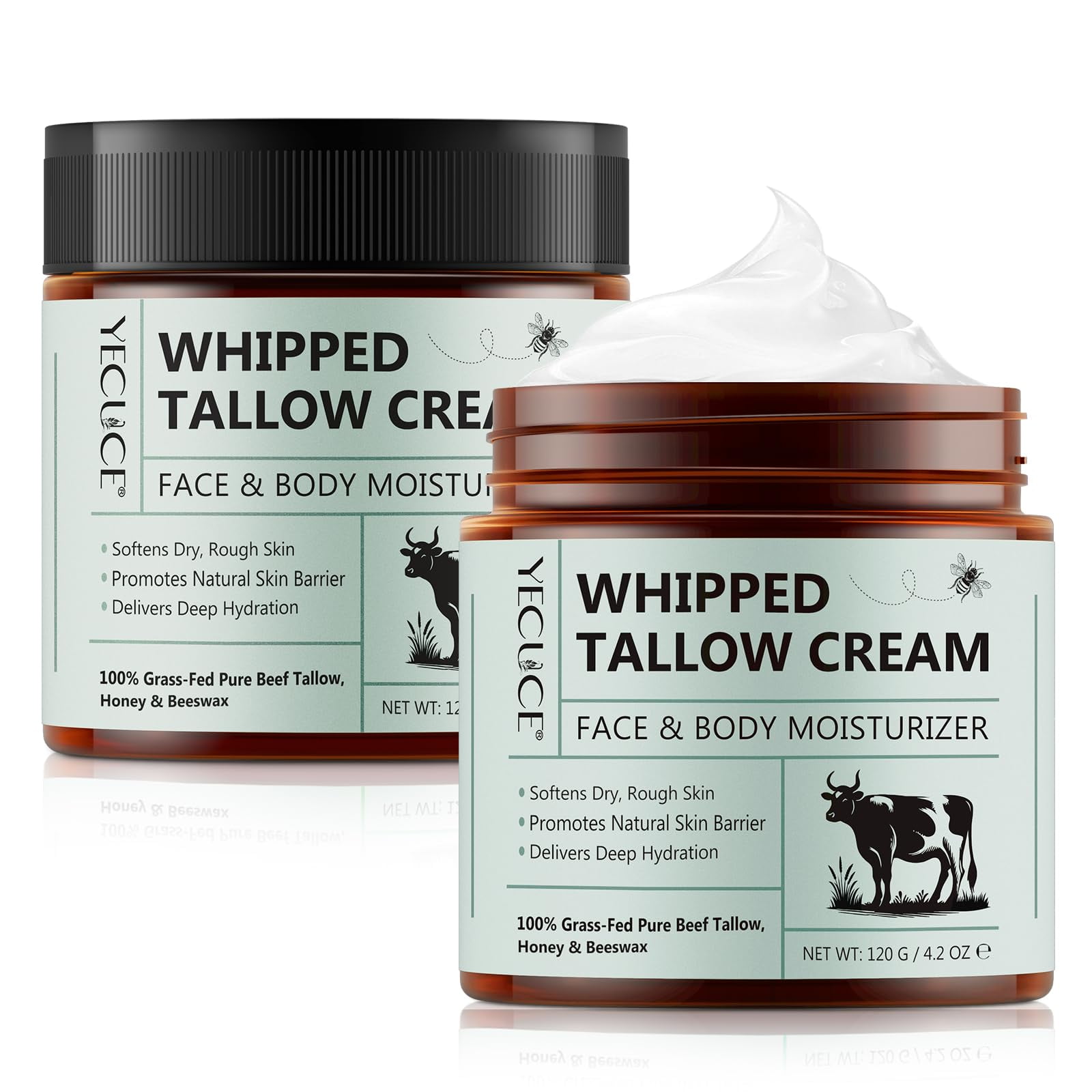 Beef Tallow for Skin 2 pack, Tallow and Balm for Face & Body, Tallow ...