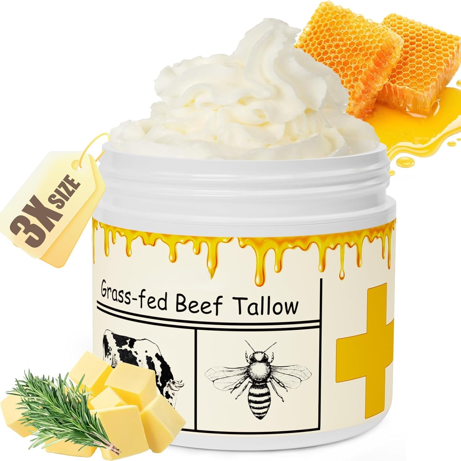 Beef Tallow for Skin, Beef Tallow, Tallow and Honey Cream, Grass Fed ...