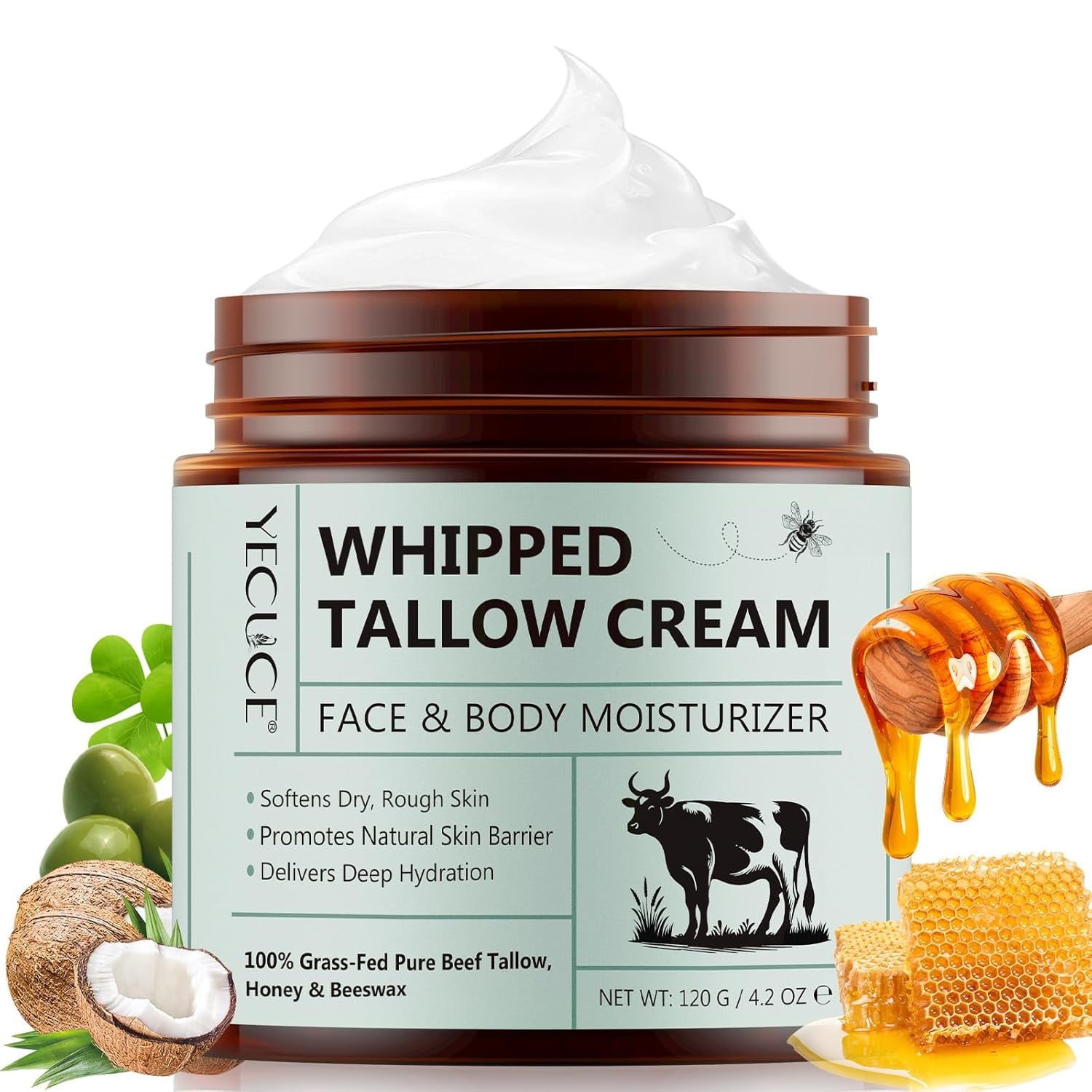 Beef Tallow for Skin, Tallow and Honey Balm (4.2 oz) - Tallow Face ...