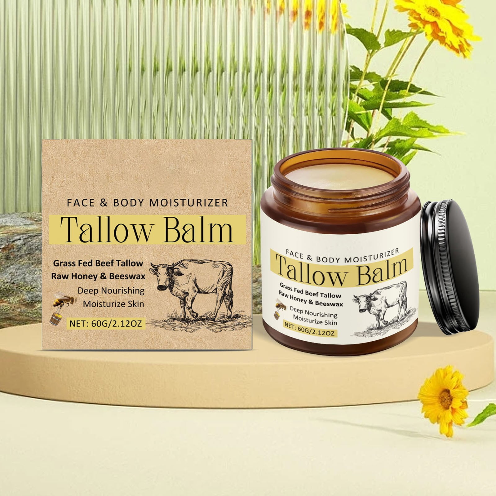 Beef Tallow for Skin, Organic Grass-Fed Whipped Beef Tallow and Honey ...