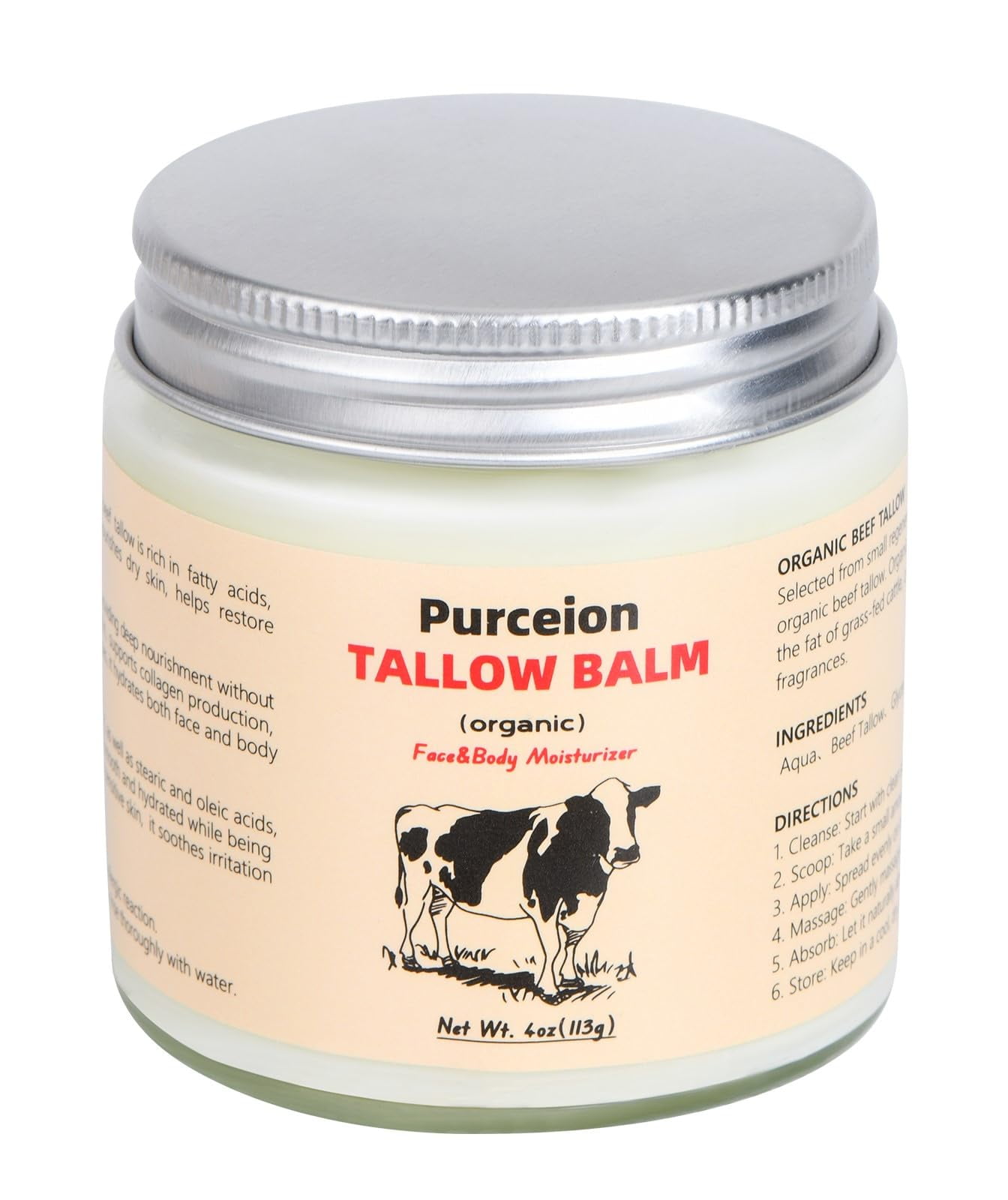 Beef Tallow for Skin SBF3 (4 Oz), Whipped Grass-Fed Beef Tallow ...