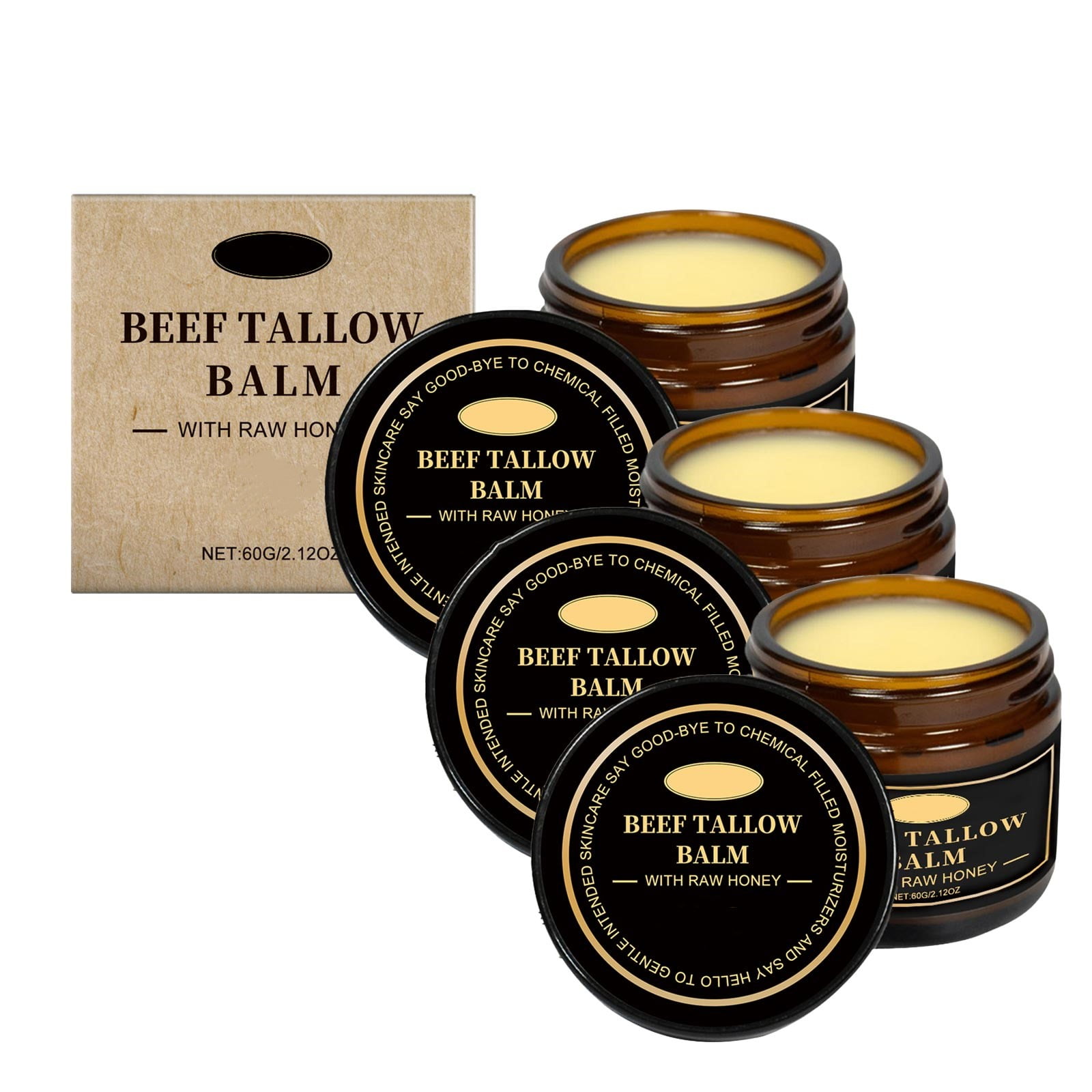 Beef Tallow for Skin, Tallow and Honey Balm for Face, Organic Grass-Fed ...