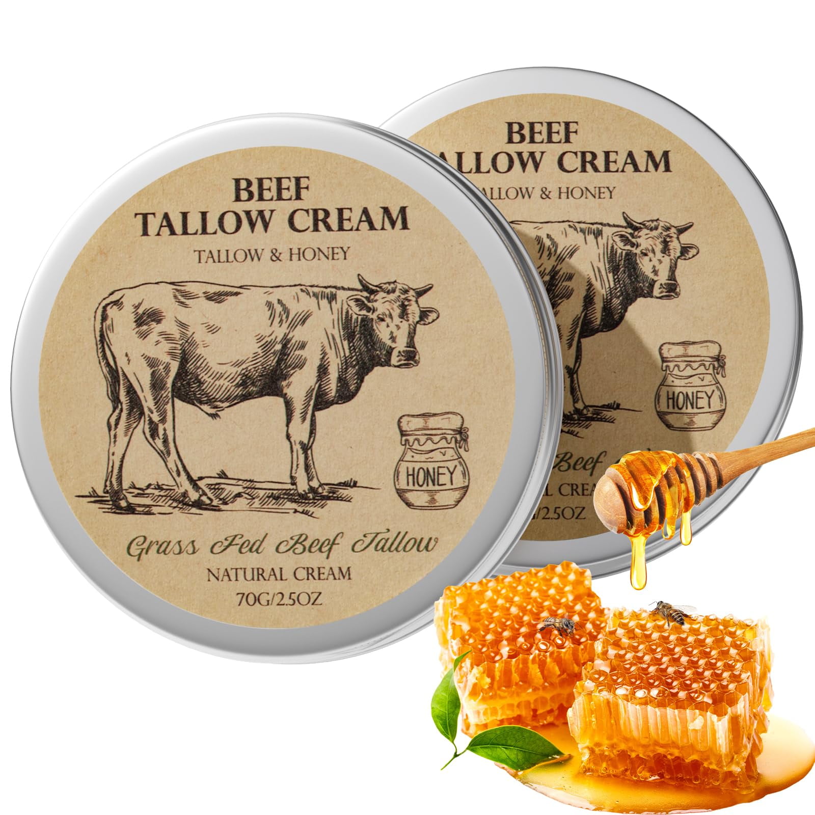 Beef Tallow for Skin, YYF14 Tallow and Honey Face Moisturizer, Natural ...
