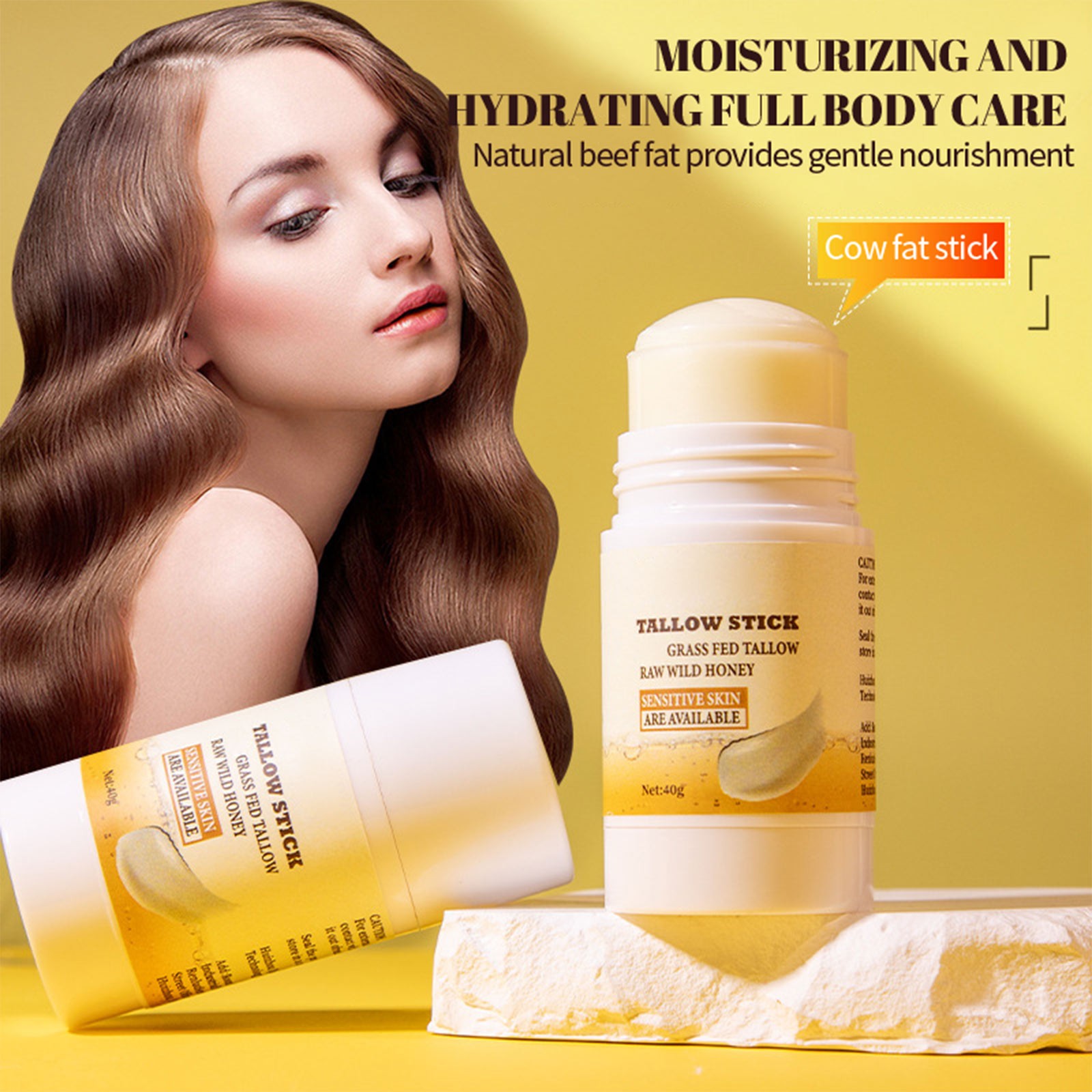 Beef Tallow Stick, Natural Beef Tallow and Honey Balm, Grass Fed Beef ...