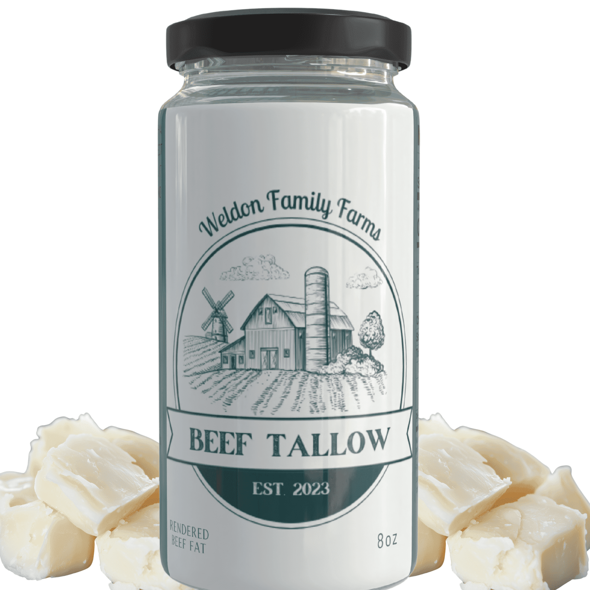 Beef Tallow for Cooking, Weldon Family Farms, 8oz Jar, Food Form ...