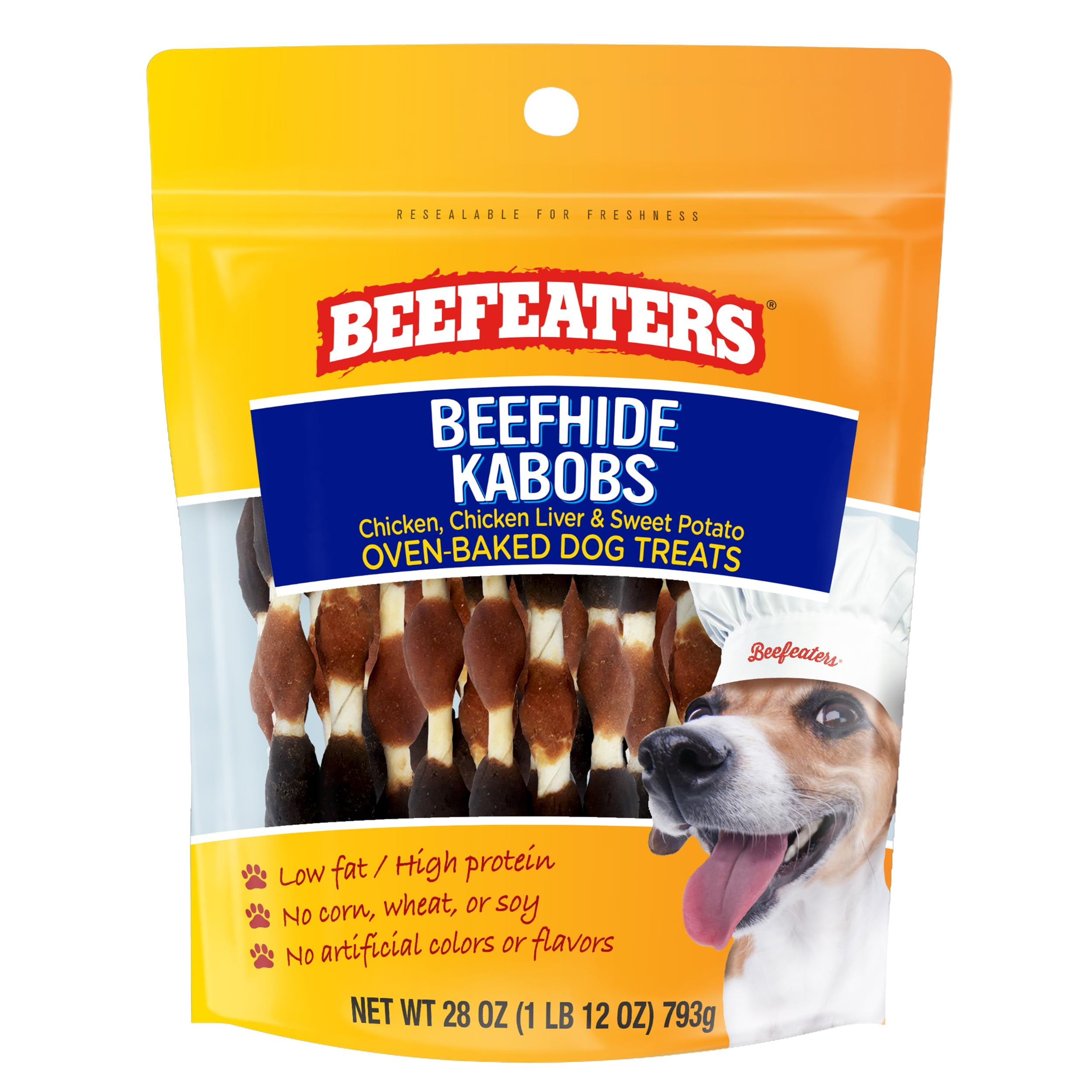 Beefeaters Beefhide Kabobs 28oz TMA2 - Dog Treat. Triple Flavor with ...