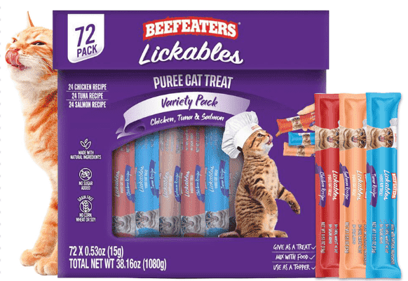 Beefeaters Lickable Wet Cat Treats Variety Pack, Creamy Squeezable ...