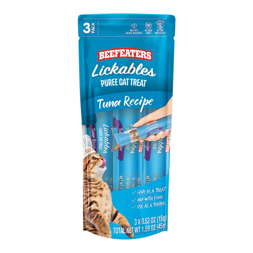 Beefeaters Lickables Puree Cat Treat, Tuna, 3ct, Case of 12 - Walmart.com