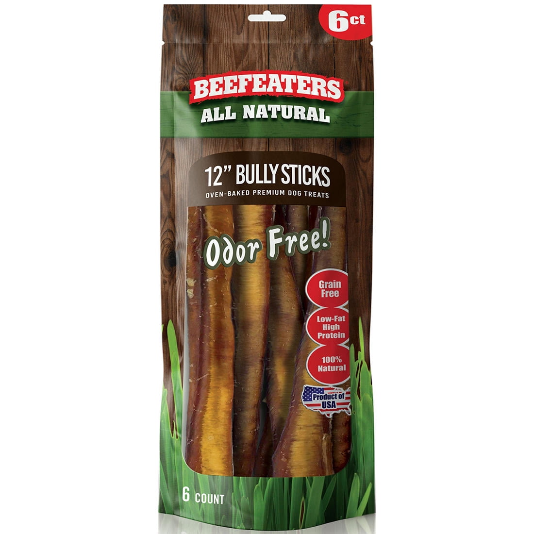 Beefeaters No Odor Natural Bully Sticks, 6 ct. - Walmart.com