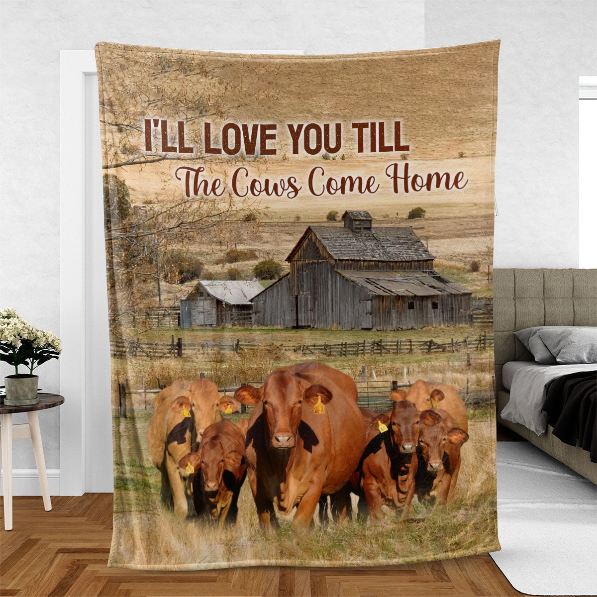 Beefmaster - Love You Till The Cows Come Home Blanket, Farmer, 60x80in ...