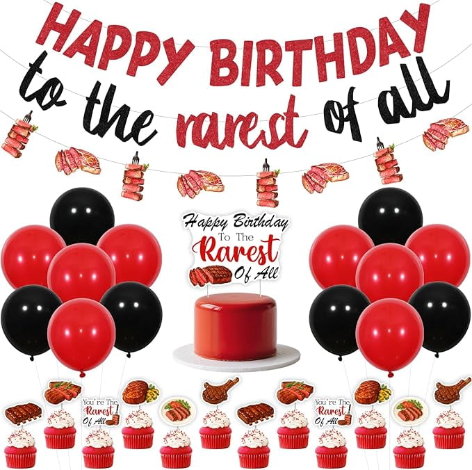 Beefsteak Birthday Decorations Set, Happy Birthday To The Rarest Of All ...