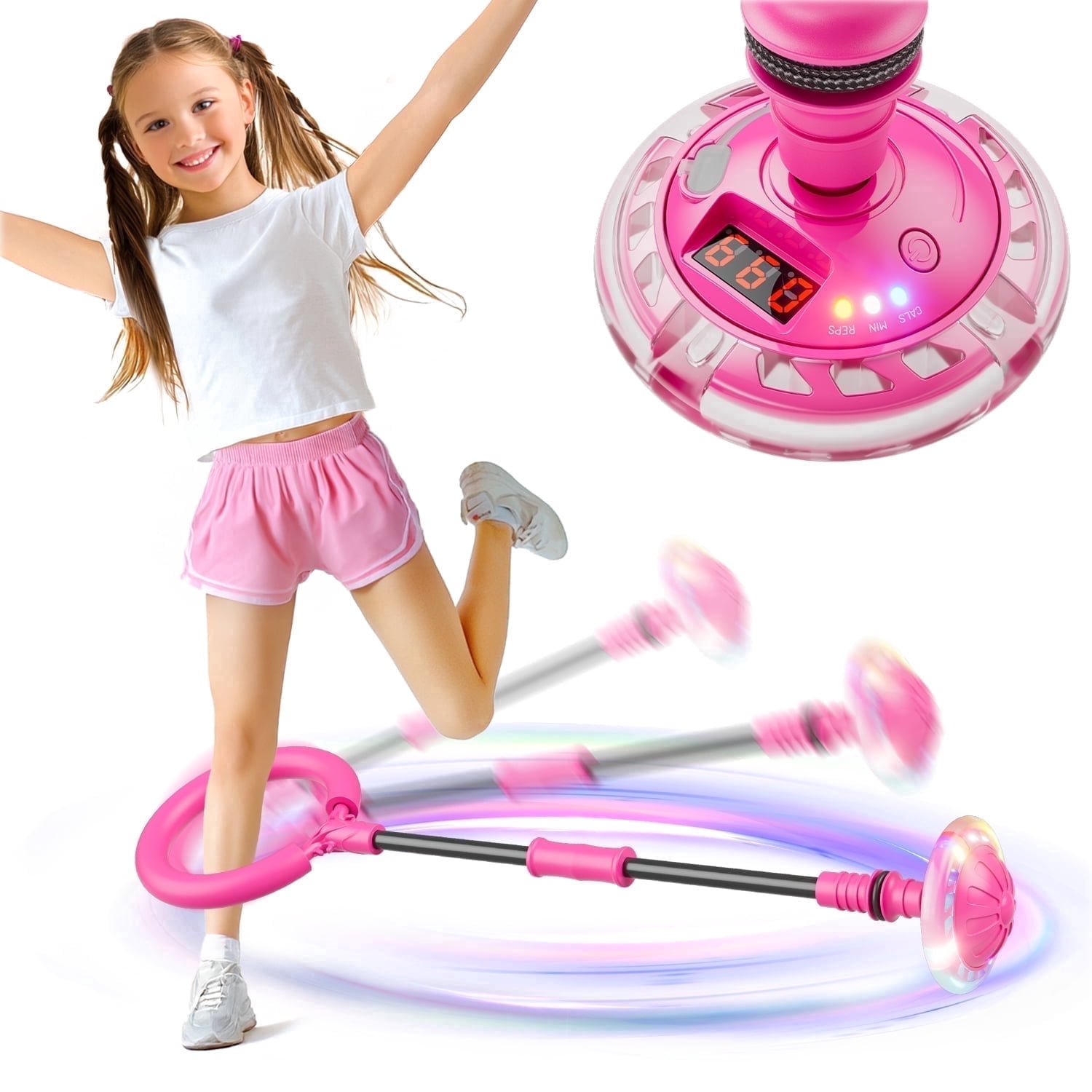 beefunni Skip Ball Toy with Counter, Pink Ankle Bounce Ball for Kids 5 ...