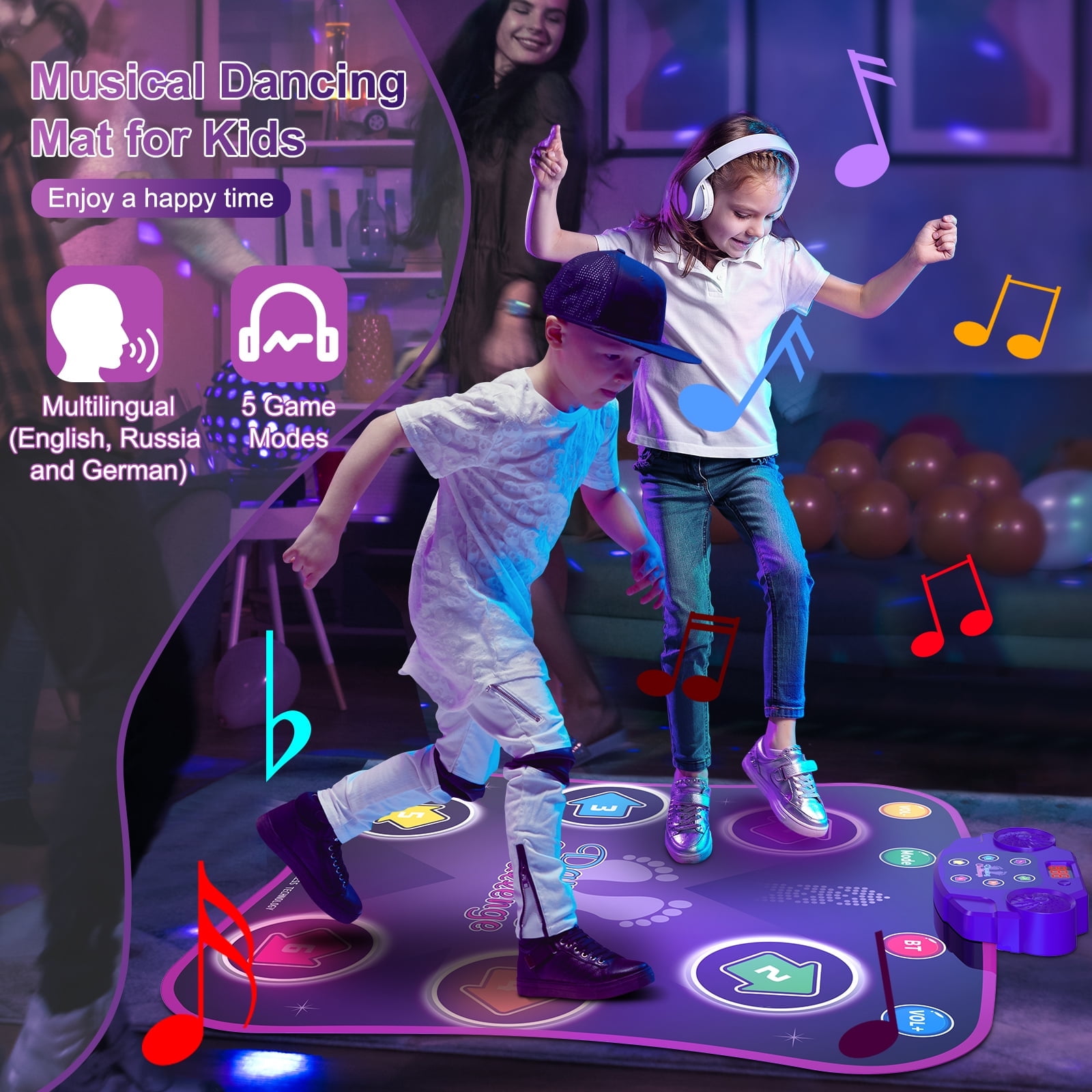 Beefunni Dance Mat, Light up Dance Pad Game Toys for Girl Ages 3 4 5 6 ...