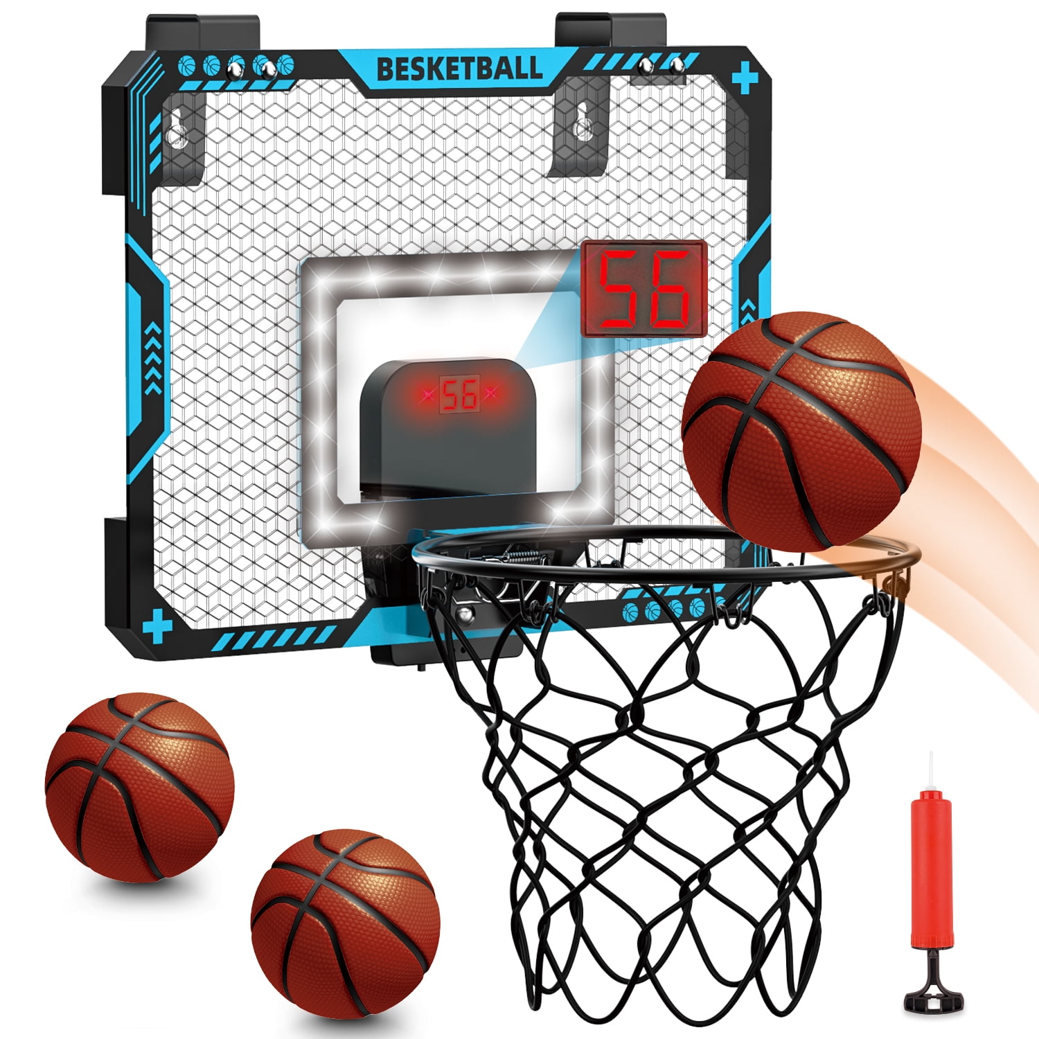 Beefunni Indoor Basketball Hoop for Kids, Over The Door Basketball Hoop ...