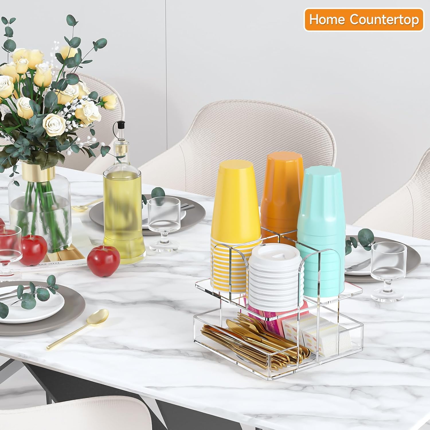 Beego Rotatable 6 Compartment Clear Acrylic Cup Dispenser - Coffee ...