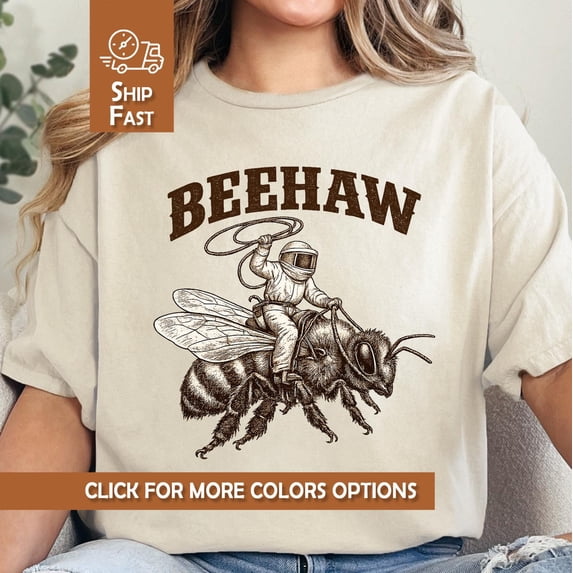 Beehaw Beekeeper Shirt Funny Retro Western Apiculture Tee For Dark ...