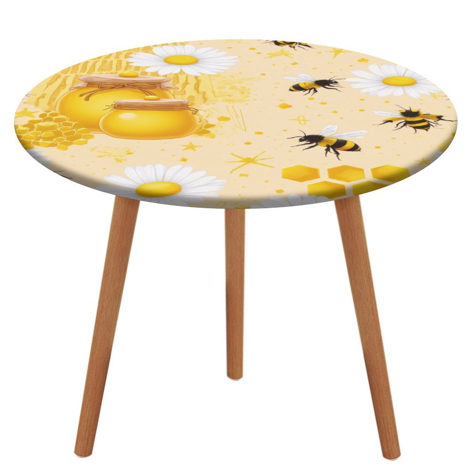 Beehive Honeycomb Daisy Pattern Tablecloth Round Elastic Fitted ...
