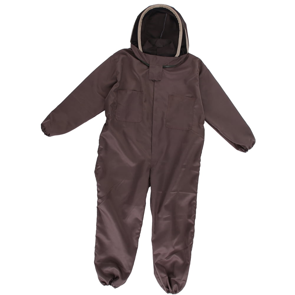 Beekeeper's Brown Full Body Safety Suit with Hooded Veil for Expert ...
