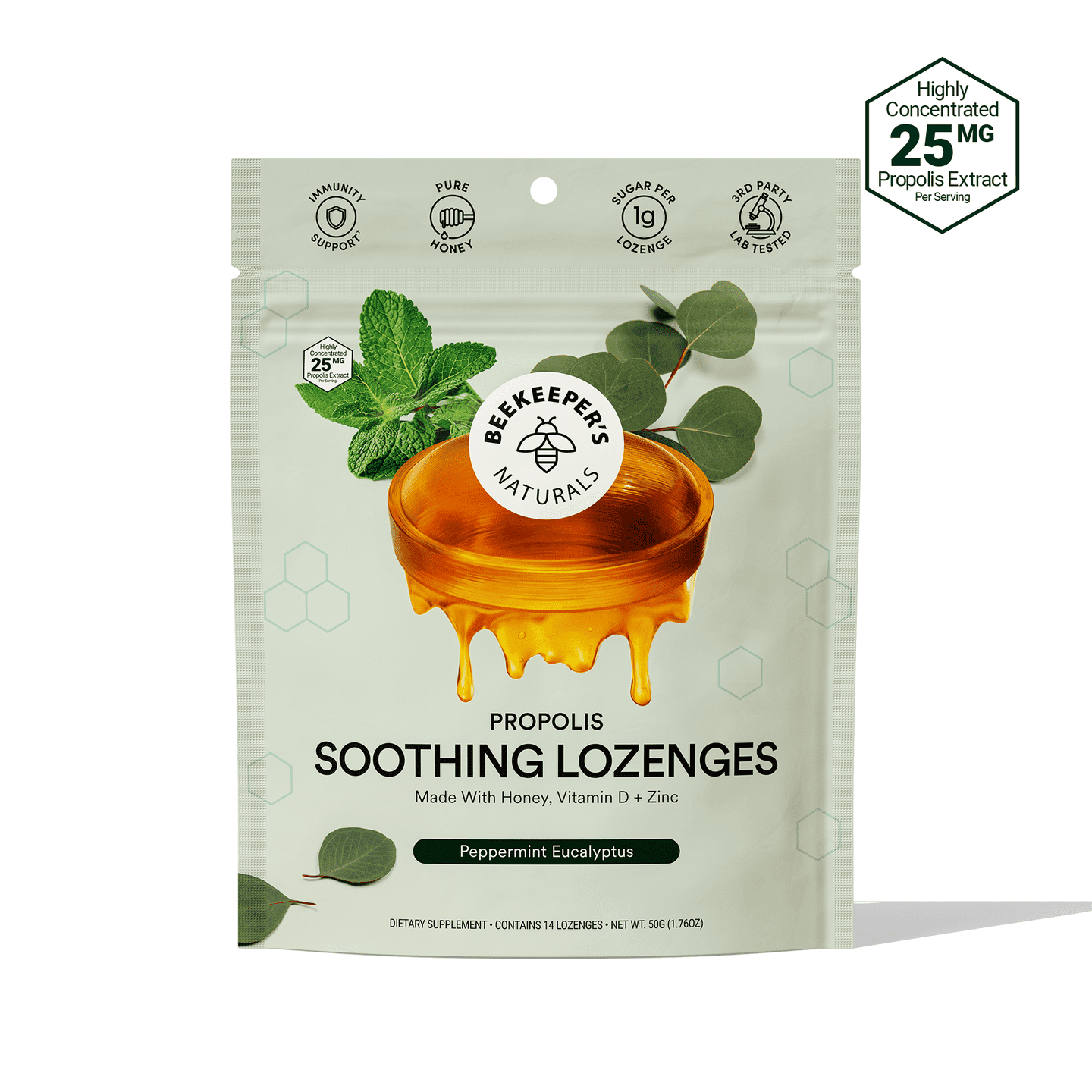 Beekeeper's Naturals Honey Drops Throat Soother, Peppermint Eucalyptus ...