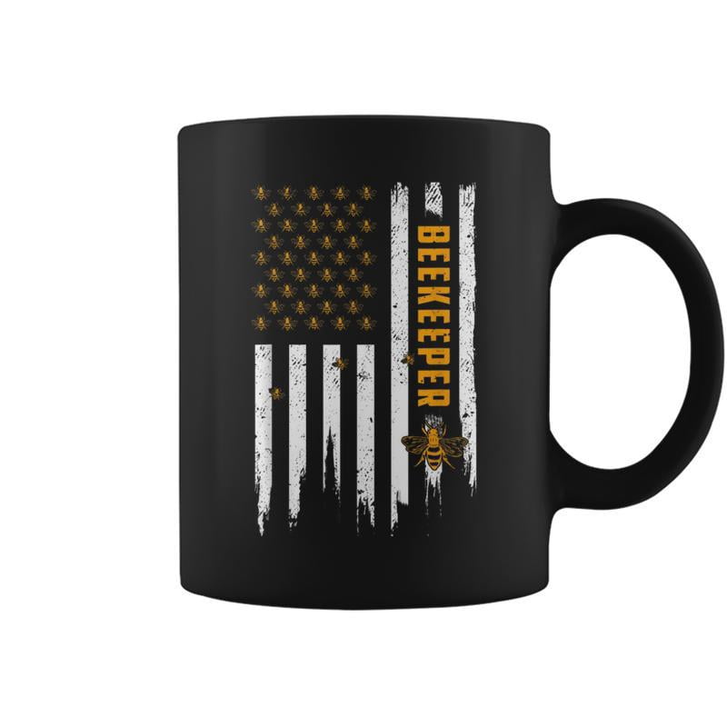 Beekeeping American Flag Honeycomb Honey Bees Beekeeper Coffee Mugs ...