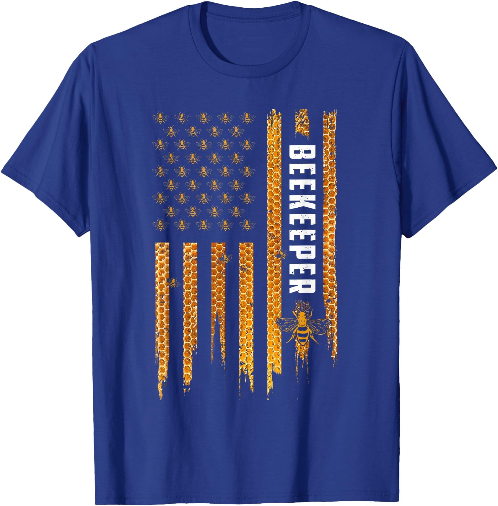 Beekeeping American Flag Honeycomb Honey Bees Beekeeper Softstyle T ...