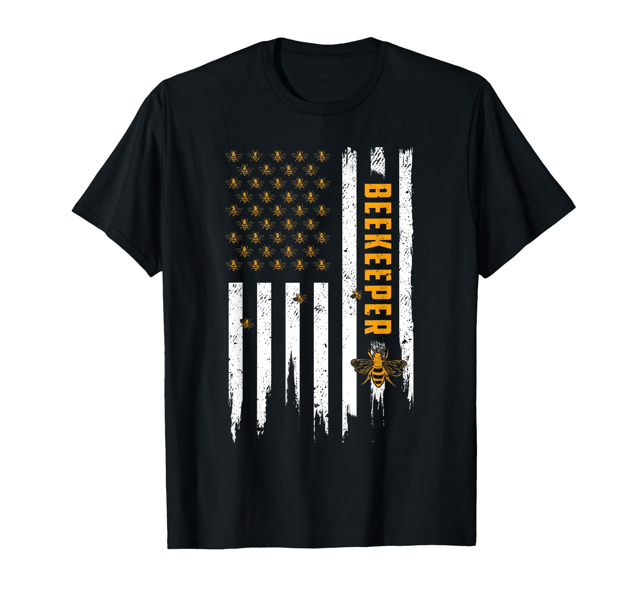 Beekeeping American Flag Honeycomb Honey Bees Beekeeper T-Shirt ...