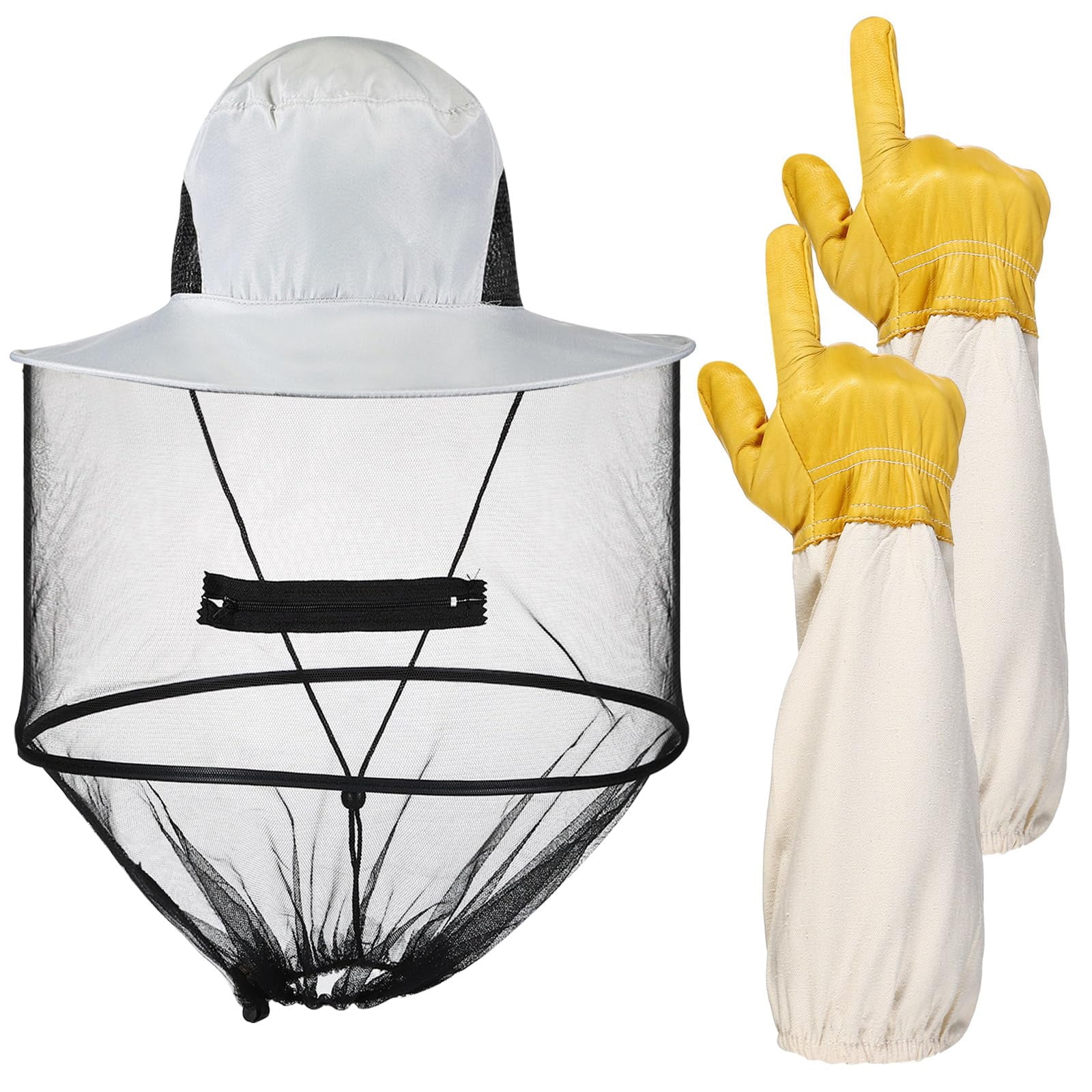Beekeeping Glove and Hat Set Includes Gloves Made of Thick Goatskin ...