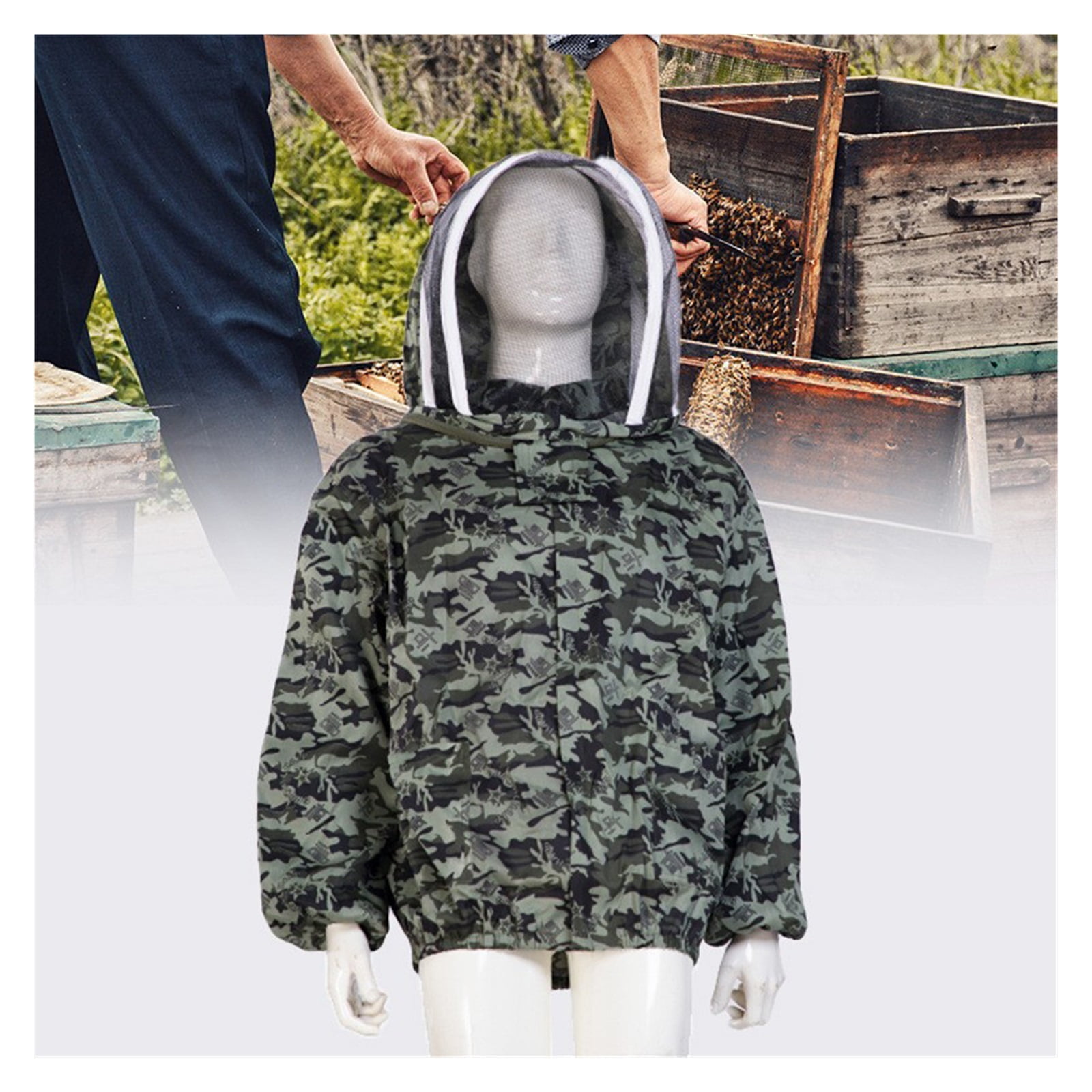 Beekeeping Suit Foldable Beekeeping Jacket Double Zippered Bee Beekeeper Suit with Hat Equipment ...