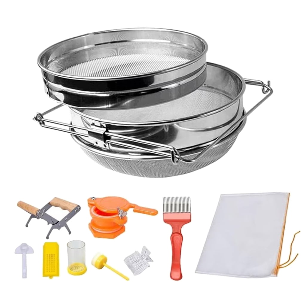 Beekeeping Tool Set Double Sieve Honeys Harvesting Kits for Beekeepers Uncapping Fork Honeys ...