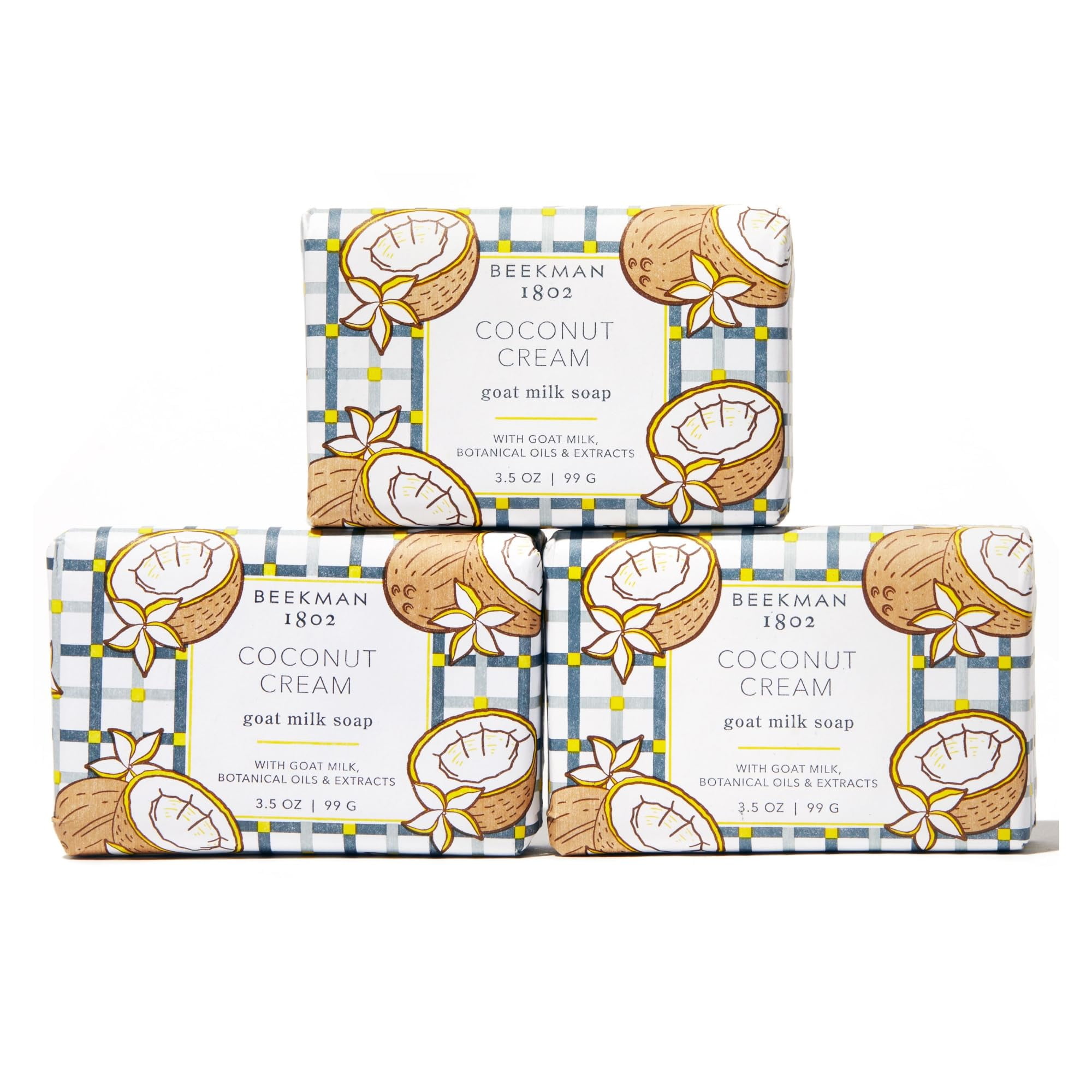 Beekman 1802 Coconut Cream HMF23 3-Pack Palm-Sized Bar Soap Set ...