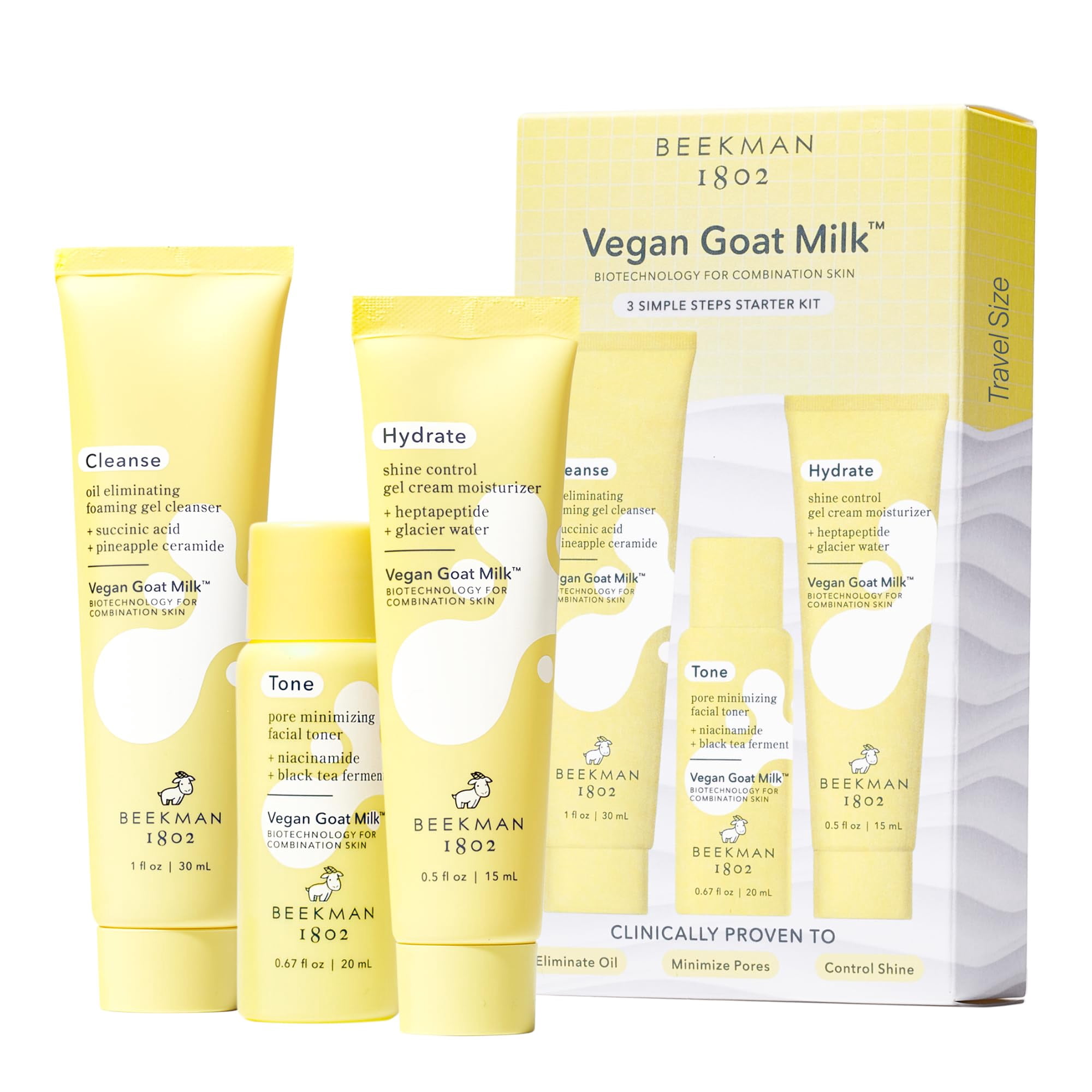 Beekman 1802 Oily + BCA3 Combination Skin 3-Step Kit - Non-Comedogenic ...