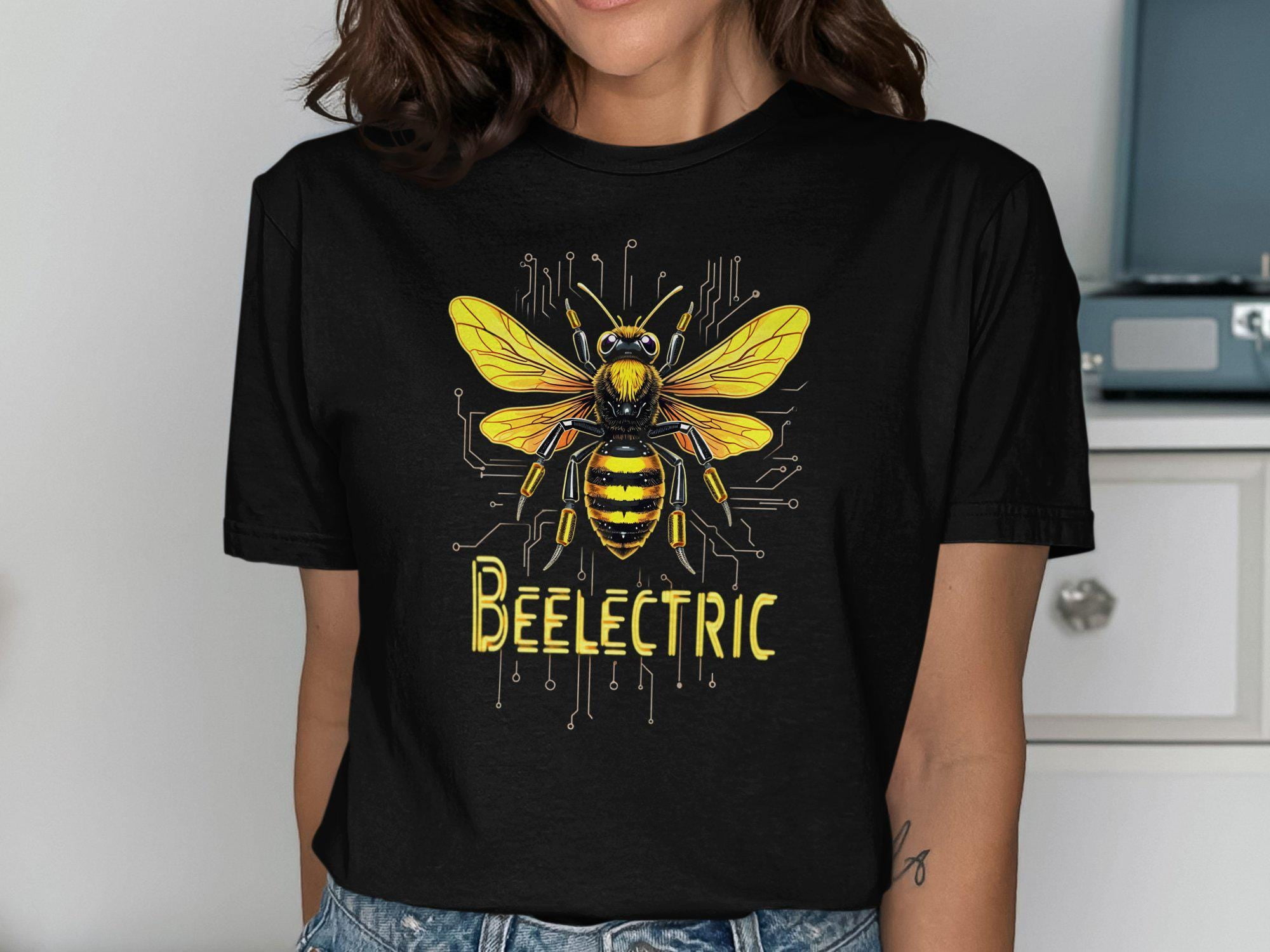 Beelectric robotic bee t shirt unique gift bee theme graphic tee tech bees gift for bee lovers ...