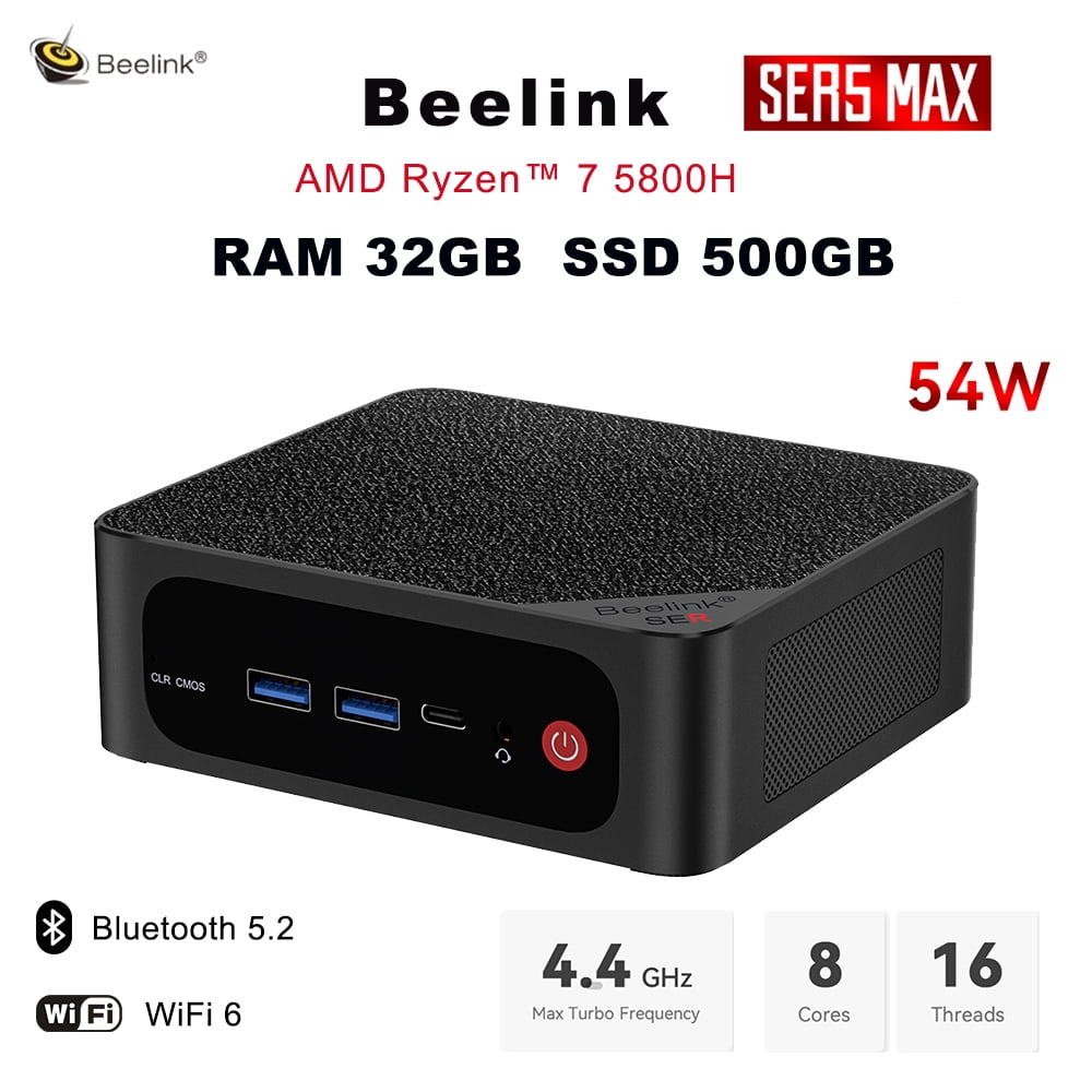 Beelink SER5 MAX AMD Ryzen7 5800H RAM 32G SDD 500G 4K Triple Display ...