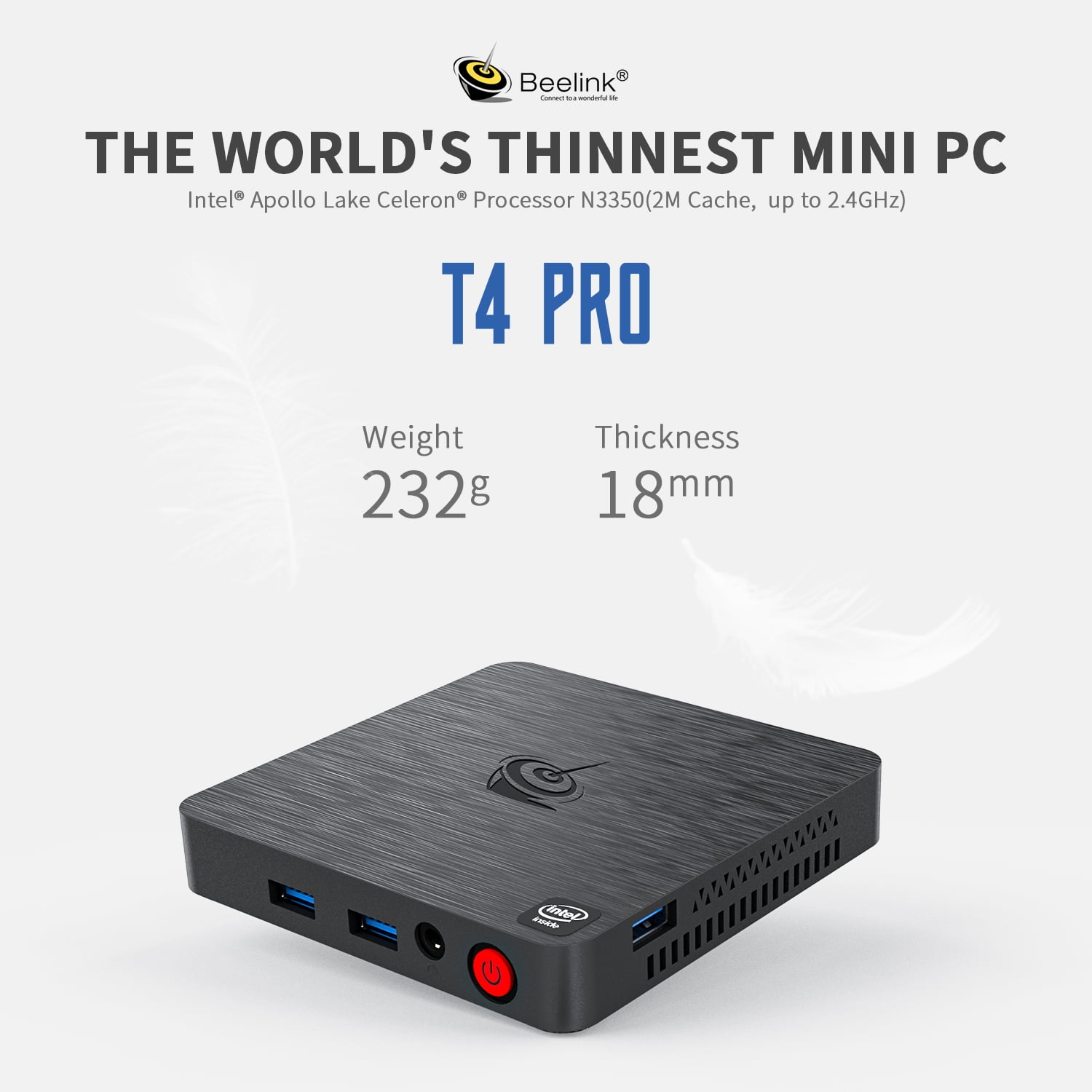 Beelink T4 Pro Mini Desktop Computer, Intel Celeron N3350, 4GB, 64GB ...