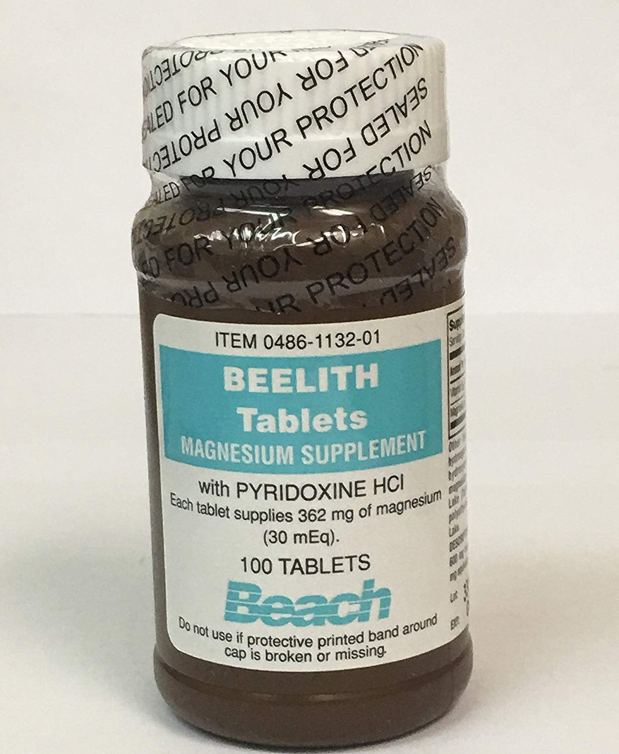Beelith Magnesium Supplement Tablets with Pyridoxine Hcl, 100 Units ...