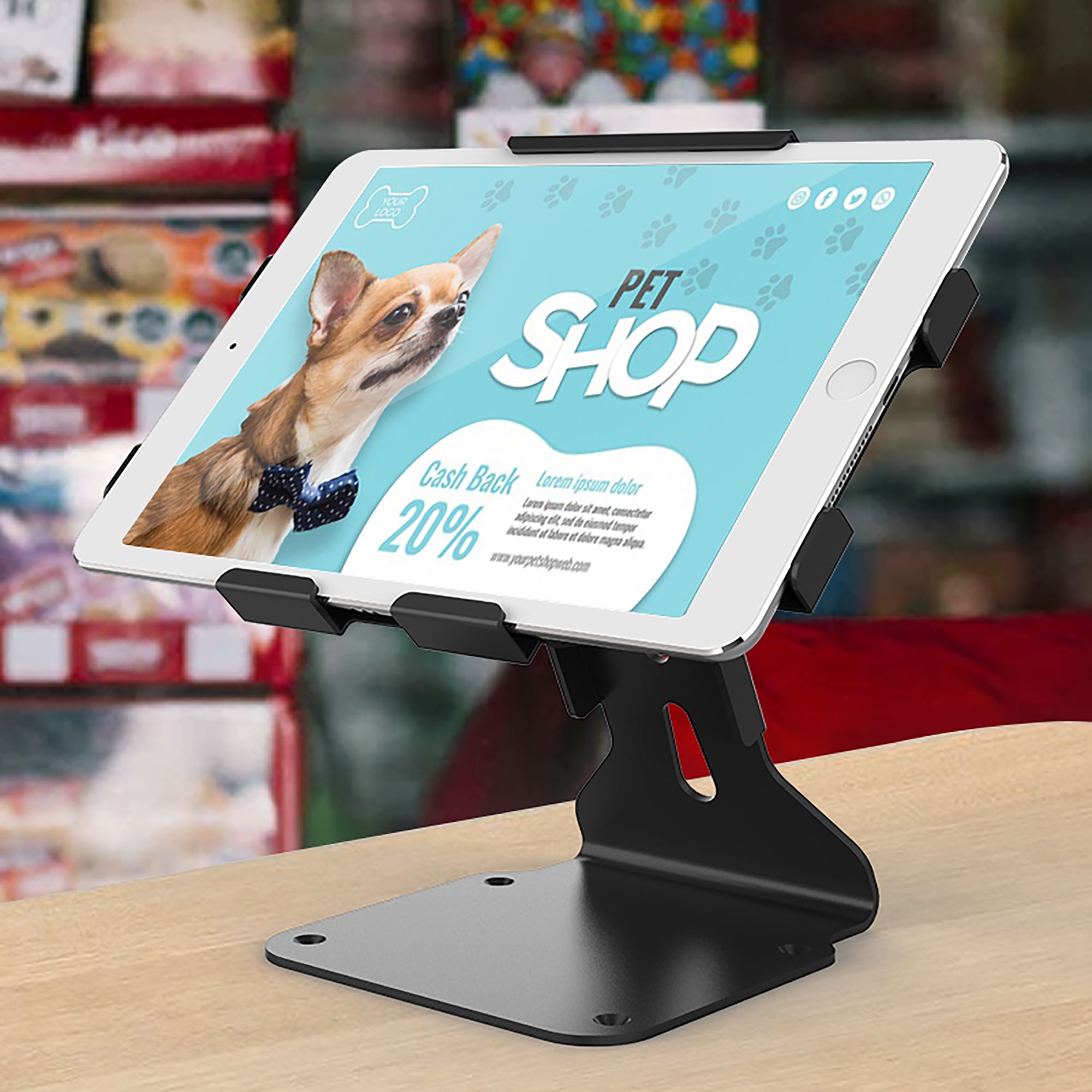 Beelta Adjustable POS Retail iPad Holder Stand for 9.7''-12.9 ...