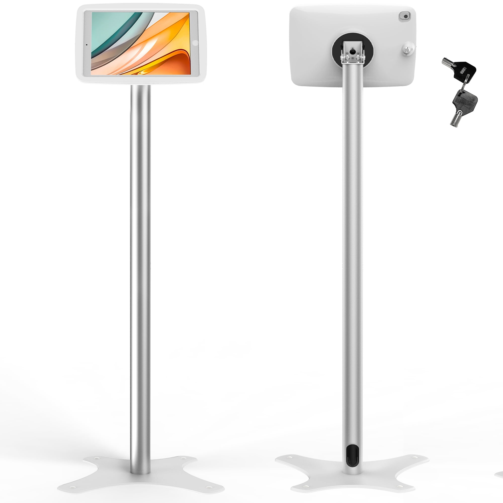 Beelta iPad Kiosk Floor Stand for 10.2 iPad 7 8 9th 120 Degree Rotate Lockable iPad Enclosure ...