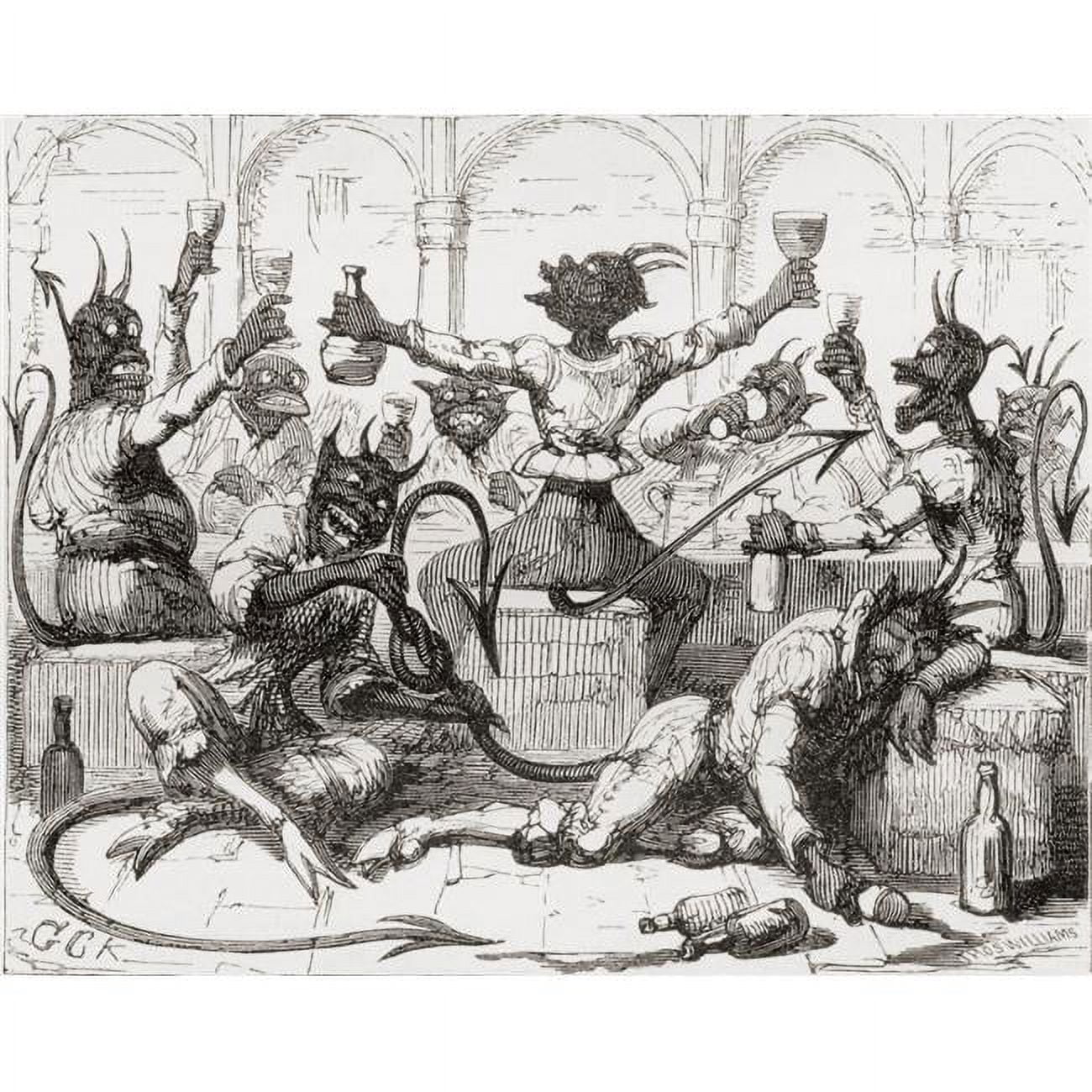 While Beelzebubs Tying Huge Knots In His Tail. Illustration By George Cruikshank to The Poem The ...