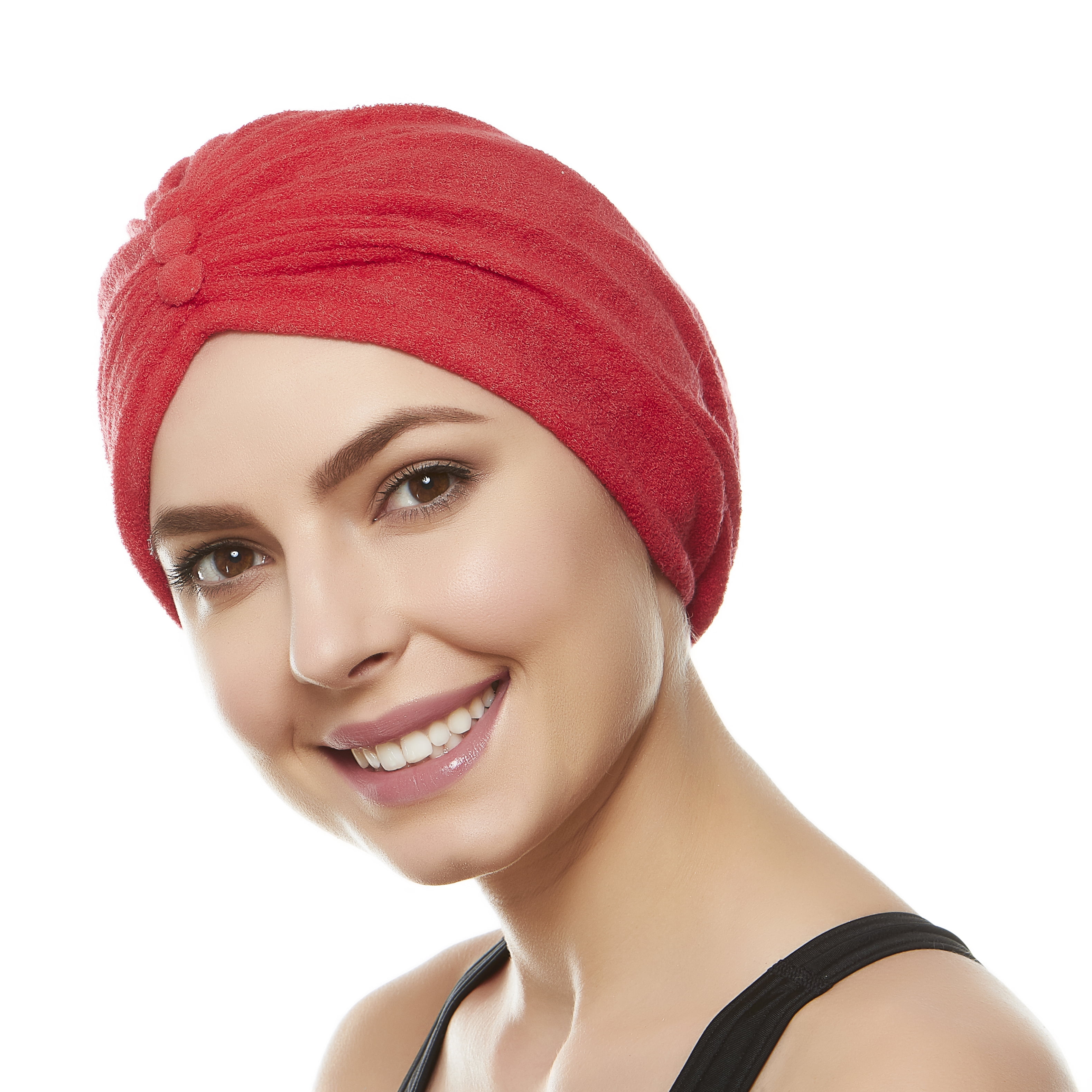 Beemo Soft Terry Cloth Turban Head Cover Hats for Adult Female - Red ...