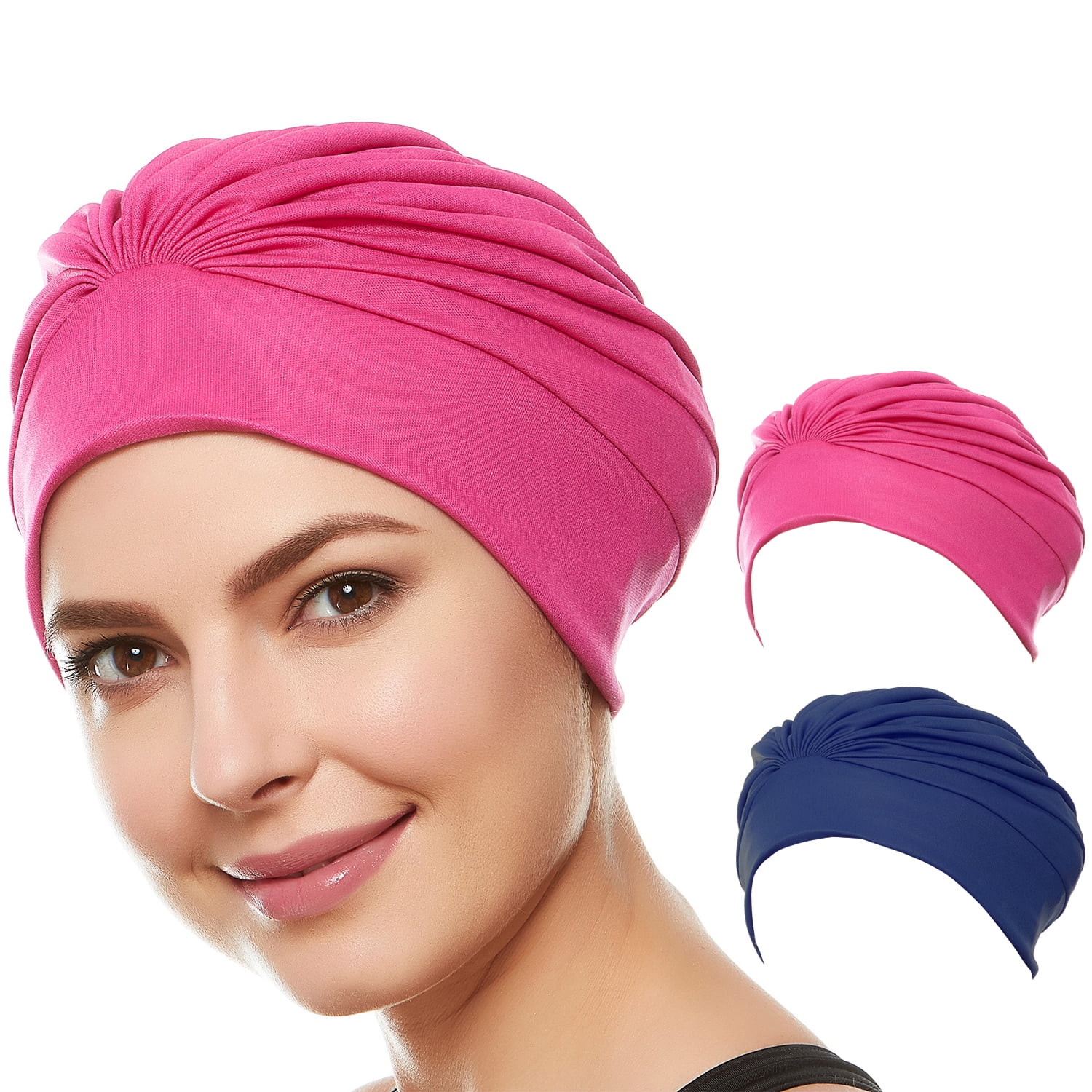 Beemo Swim Bathing Cap Turban Polyester for Women & Girls - 2pk HP/NA ...