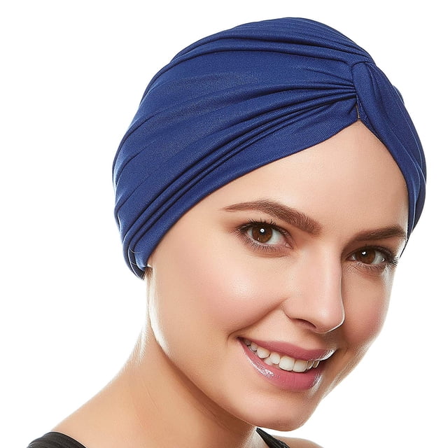 Beemo Womens Swim Cap Bathing Turban-Polyester Twisted Pleated Turban ...