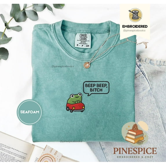 Beep Beep Frog Shirt, Funny Embroidered Car Tee, Cute Frog Gift, 1717 ...