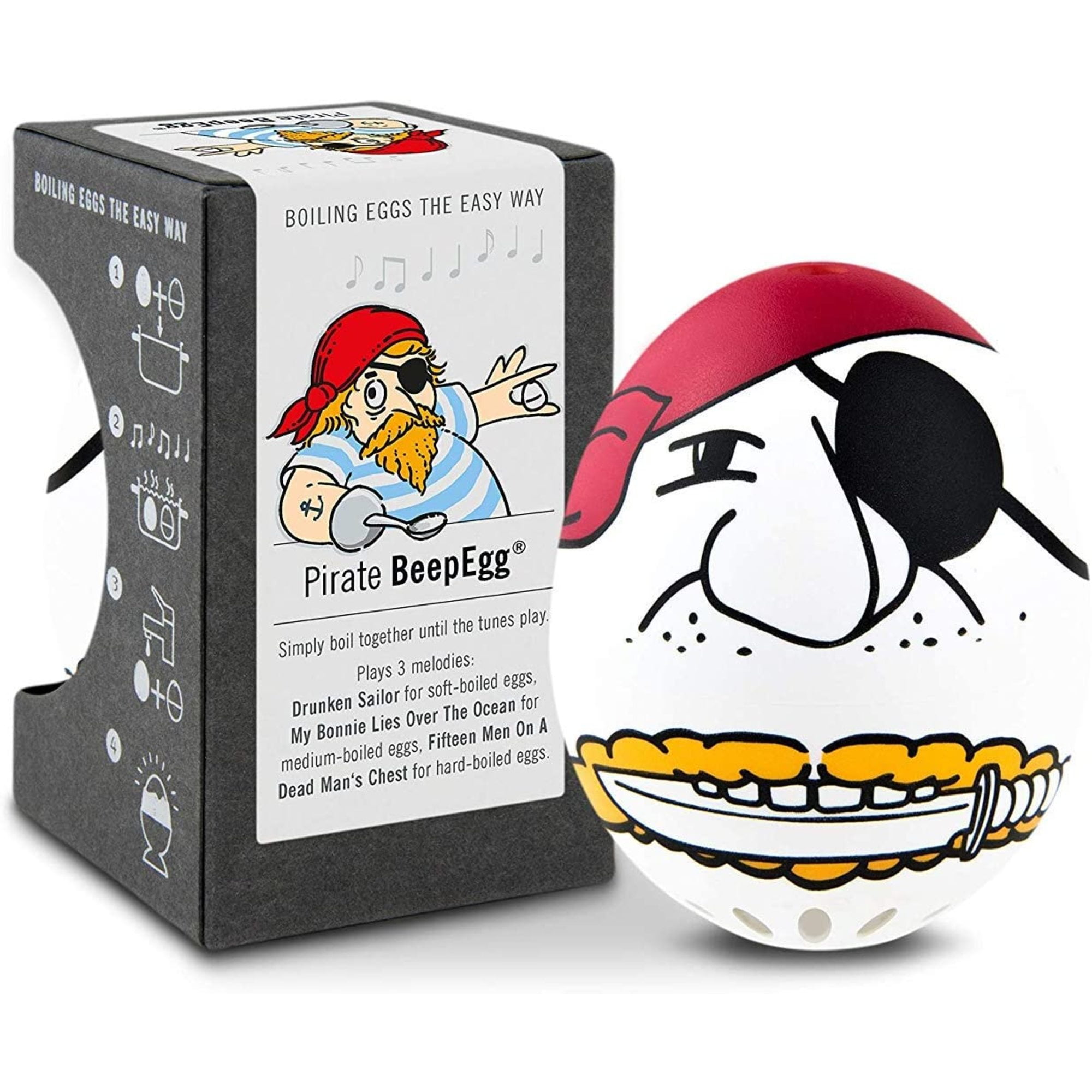 BrainStream Pirate BeepEgg - Musical Kitchen Timer & Egg Timer, Plays 3 Tunes for Soft, Medium ...