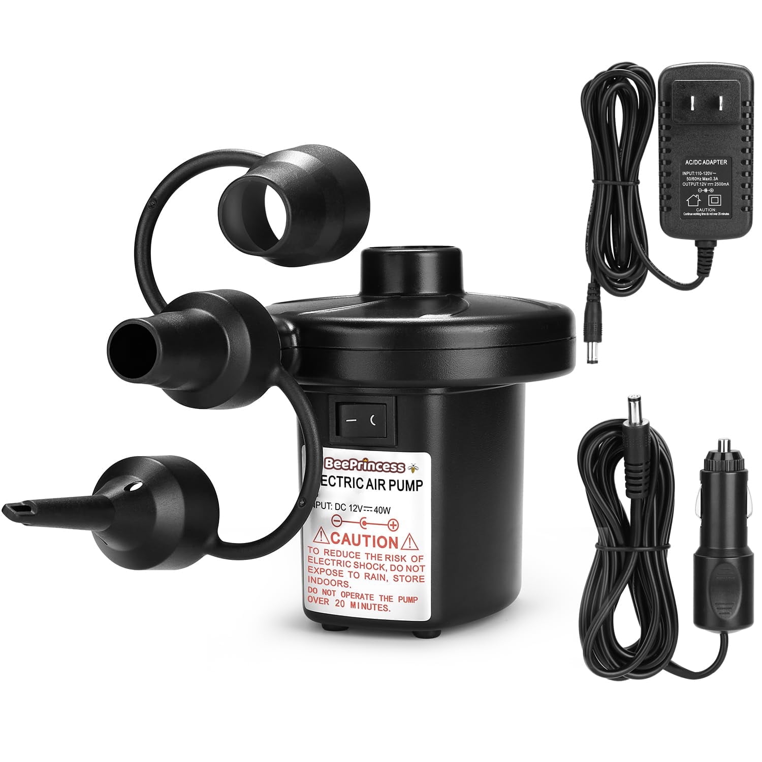 Beeprincess Electric Air Pumps for Inflatables with 3 Nozzles 110V AC ...