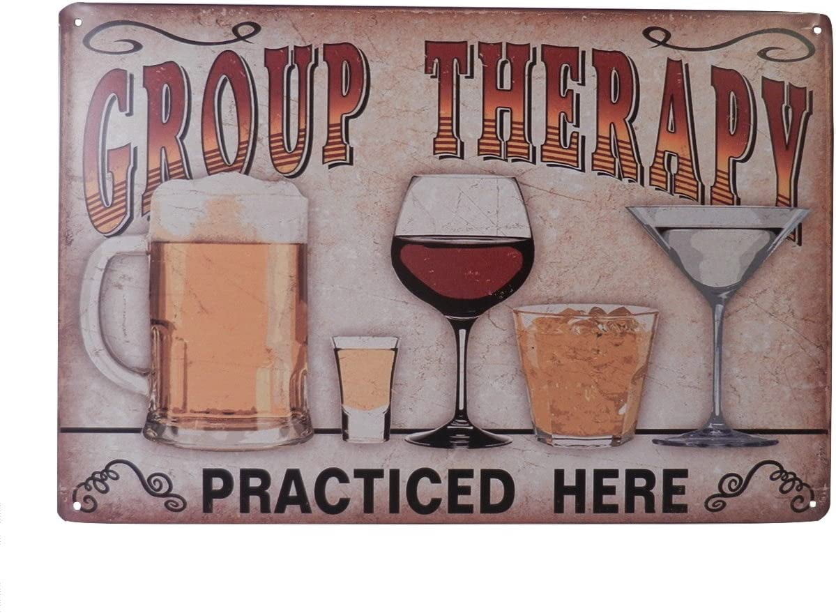 Beer Alcohol Drinking Group Therapy Funny Tin Sign Bar Pub Diner Cafe ...