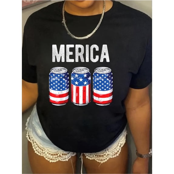 Beer American Flag 4th of July Merica USA Men Women Drinking T-Shirt ...
