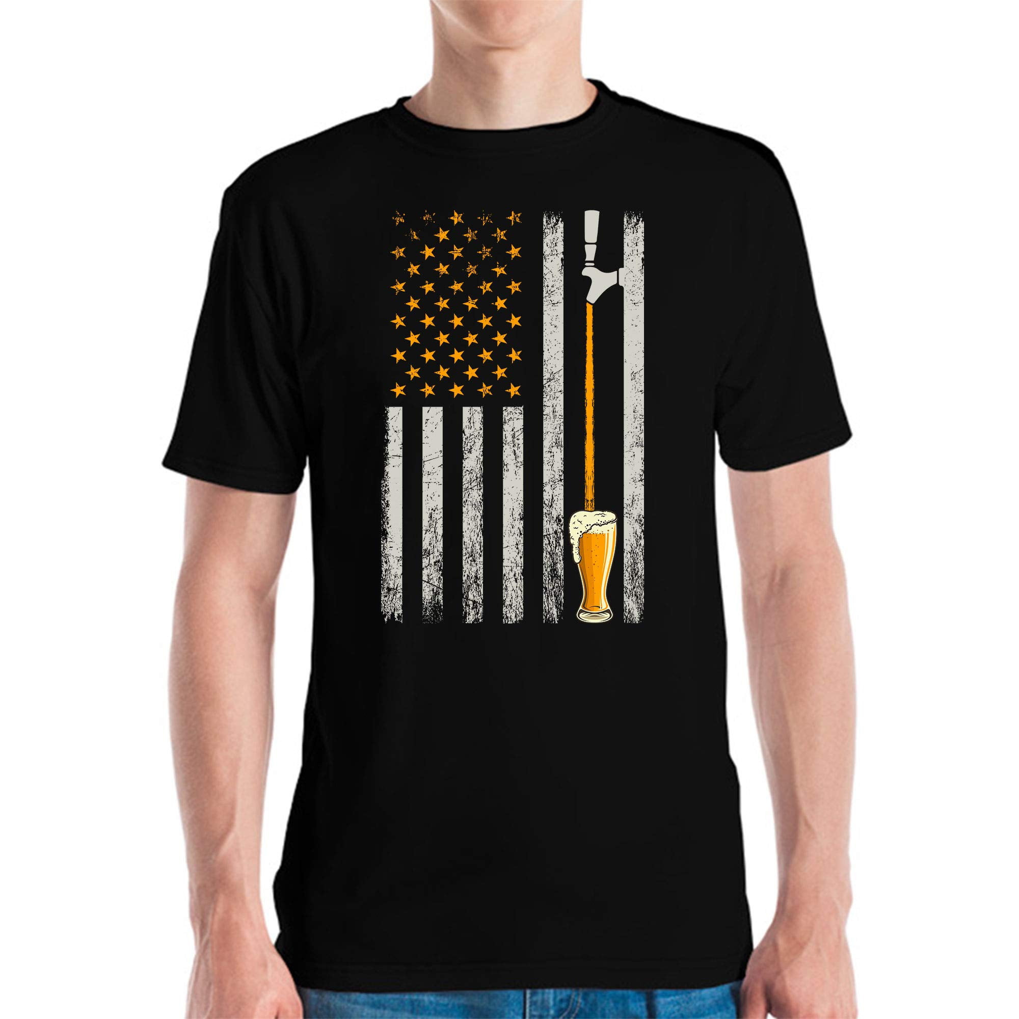 Beer American Flag USA Brewery Drinking Weeking Brew T-Shirt Men Women ...
