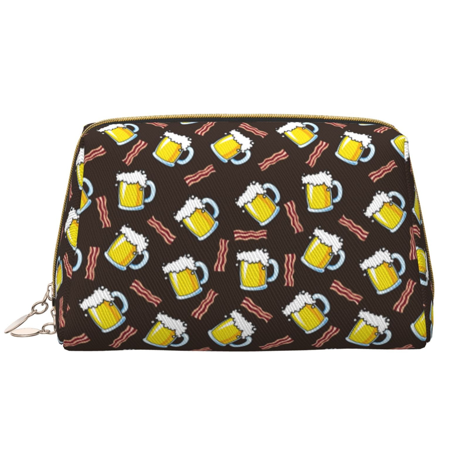 Beer Bacon Print Makeup Bag, Large Capacity Cosmetic Bag Portable ...