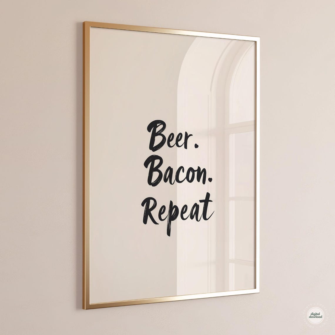 Beer Bacon Repeat Wall Art, Masculine Kitchen, Trendy Bar Print, Food ...