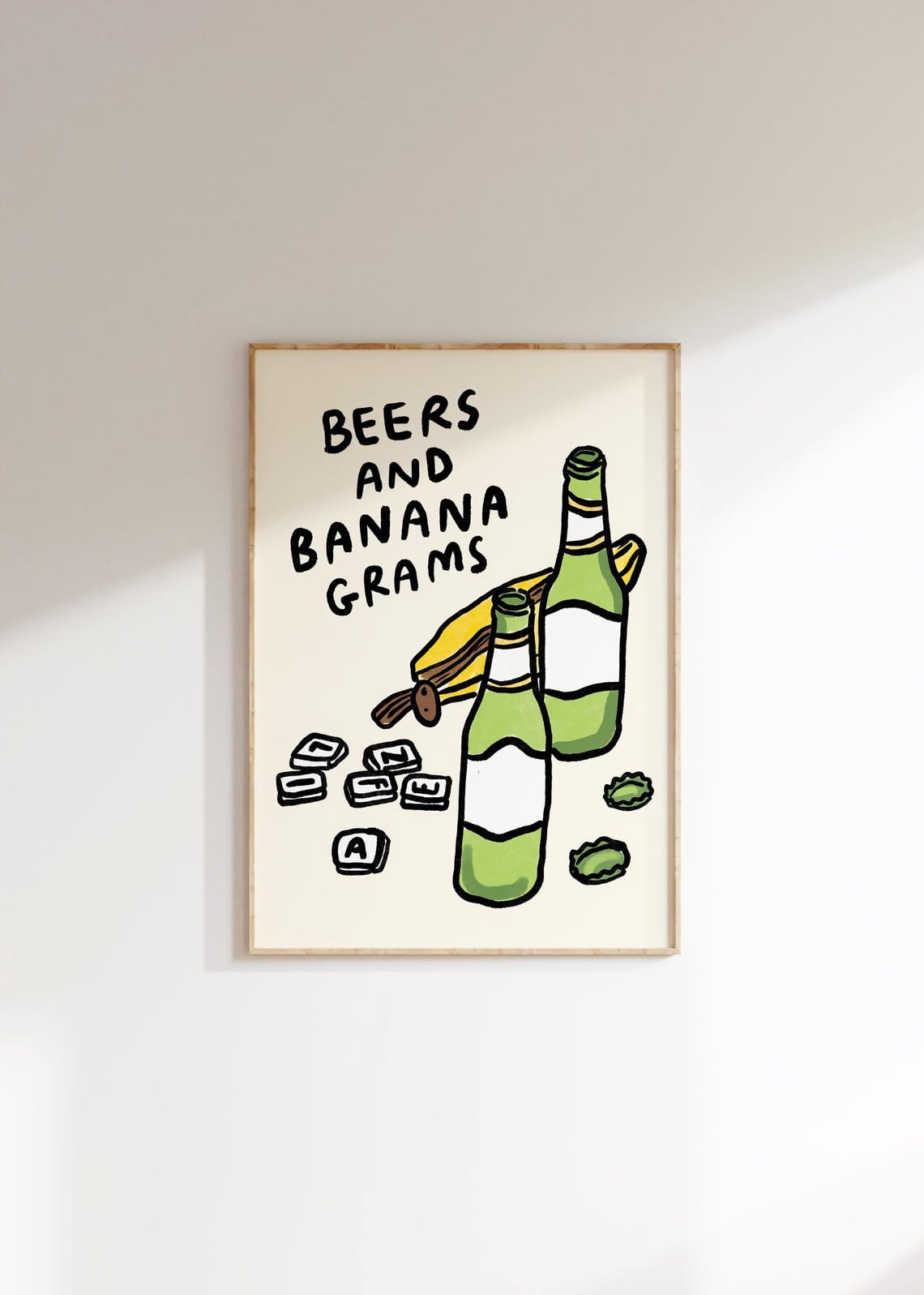 Beer And Bananagrams Wall Print Games Night Poster Scrabble Lover Beer ...